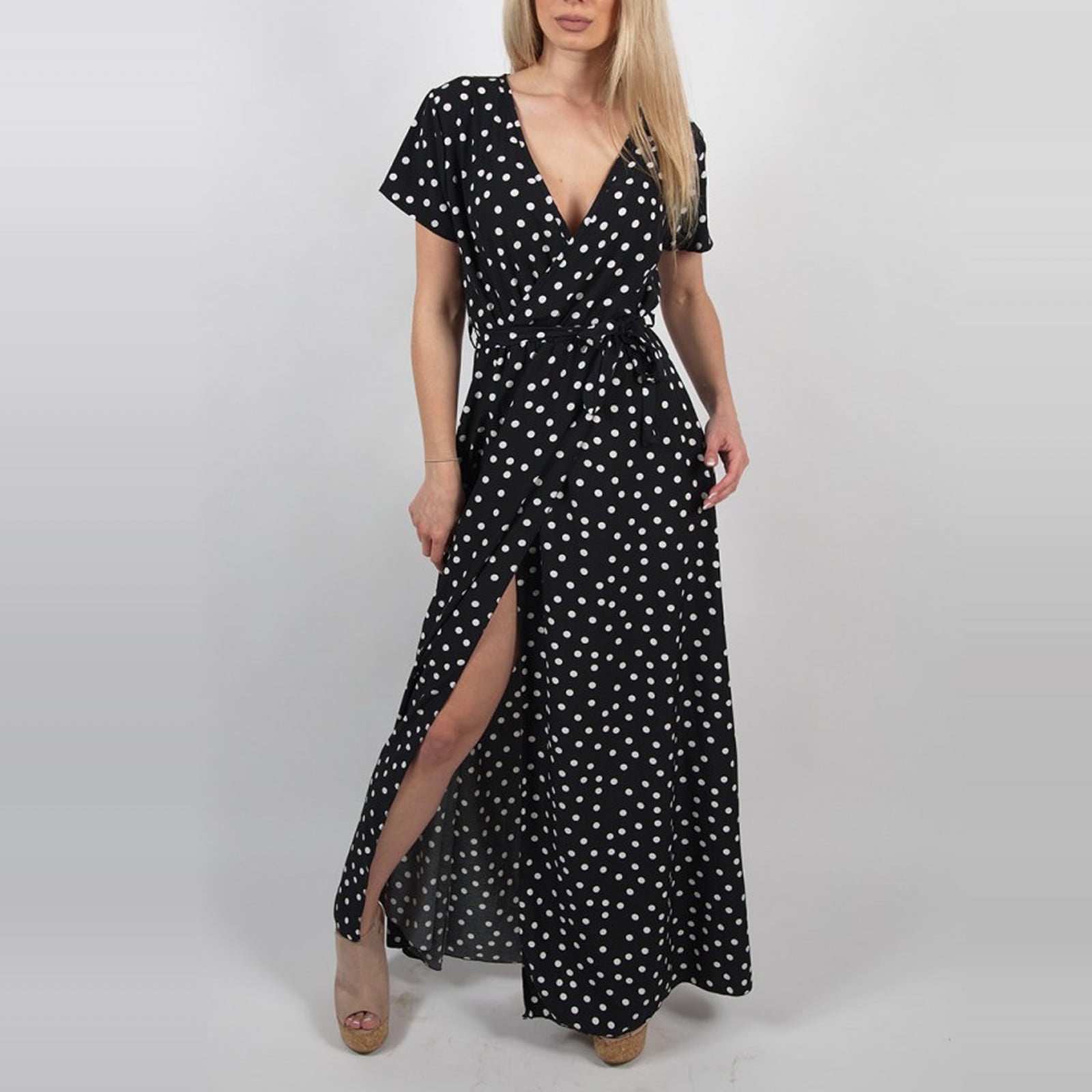 Idall Summer Dresses Midi Dresses Womens Fashion Casual Short Sleeve V