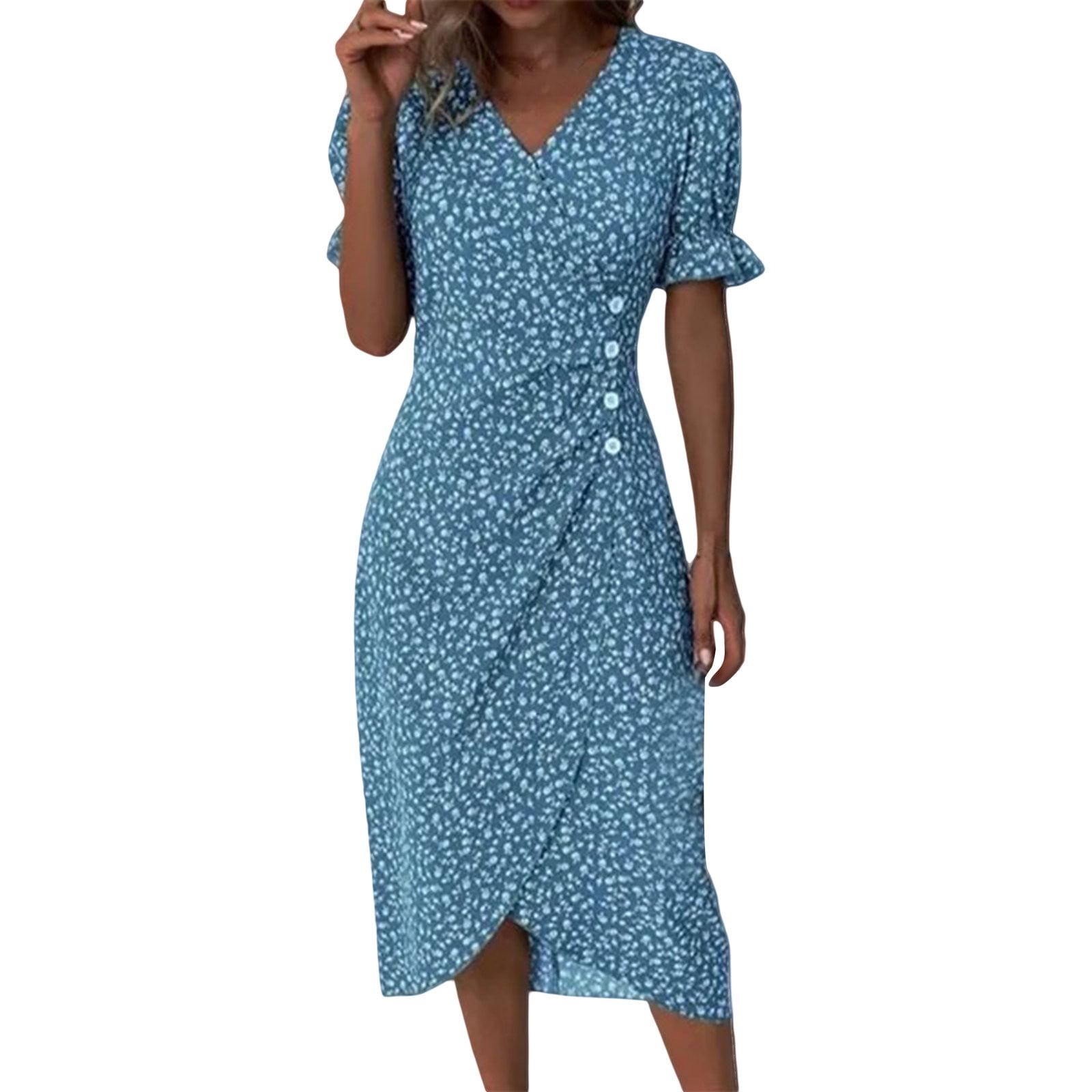 IDALL Summer Dresses,Petite Dresses Multicolor Summer New Women's V ...