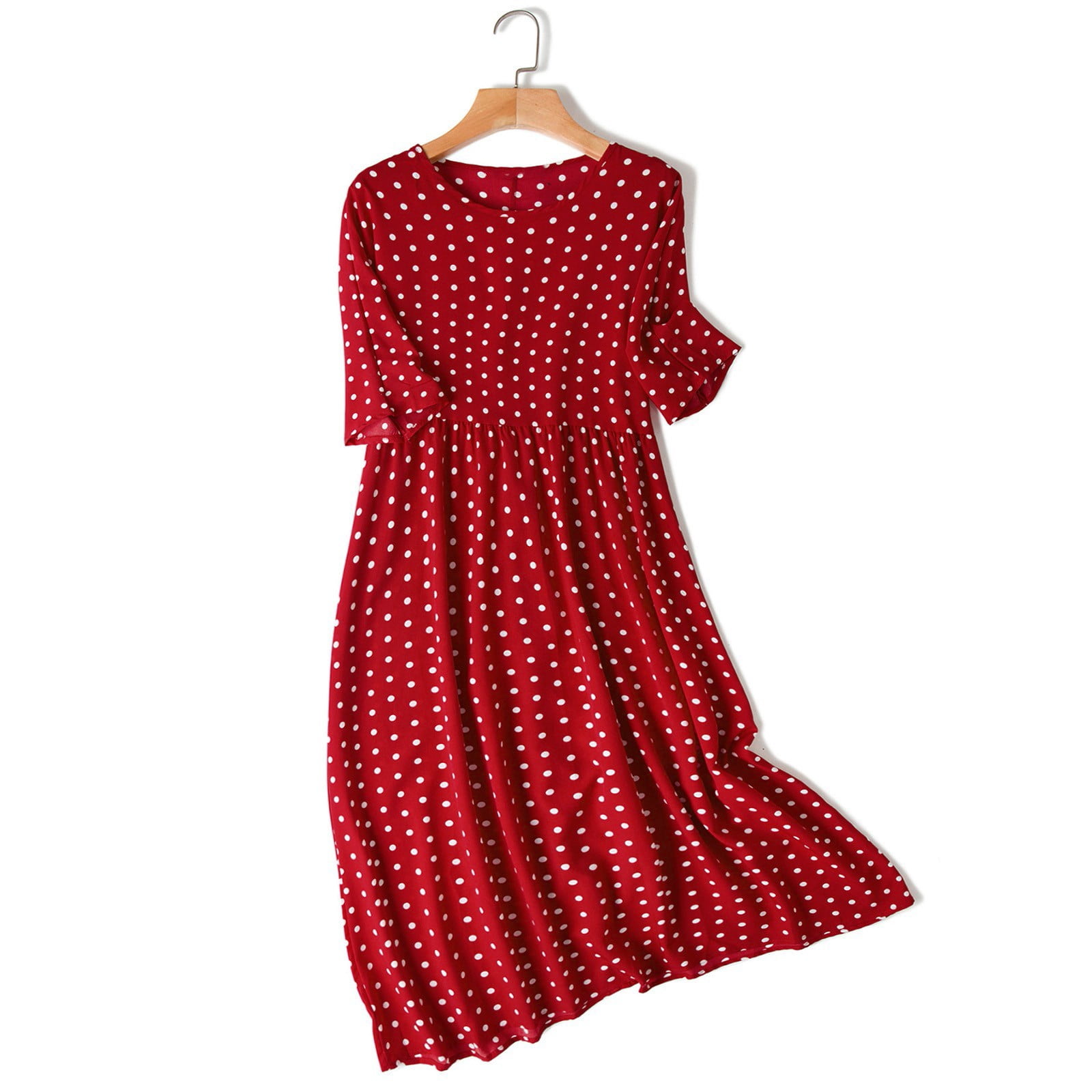 IDALL Summer Dresses,Petite Dresses Polka Dot Dress Summer Mid Length ...