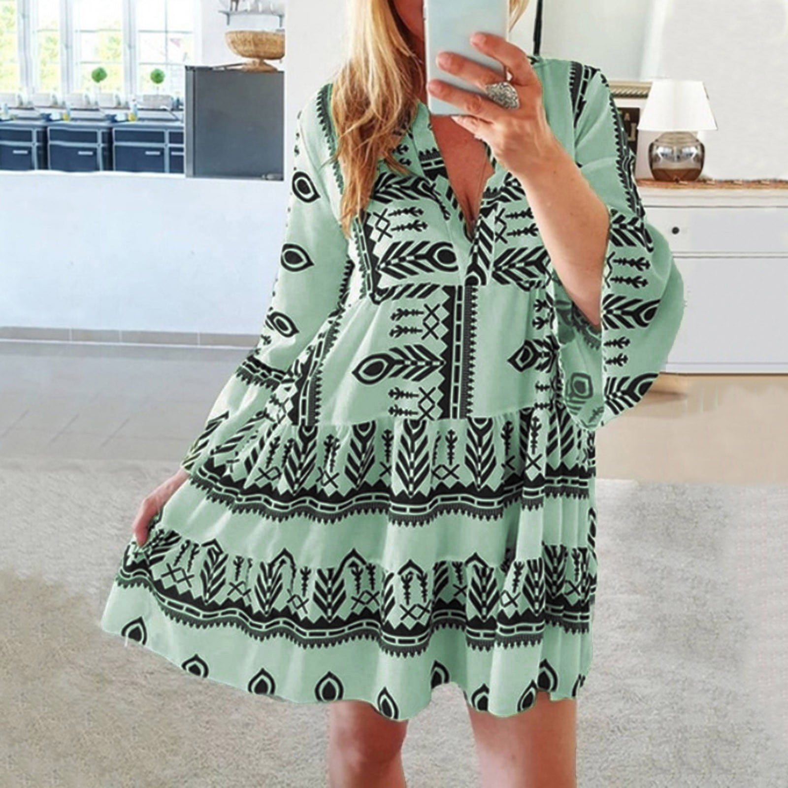 IDALL Summer Dresses,Petite Dresses Women AZTEC STYLE TIERED TUNIC ...