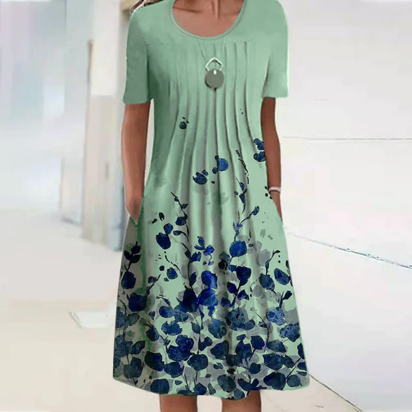 IDALL Summer Dresses,Petite Dresses Womens Summer Floral Print Sundress ...