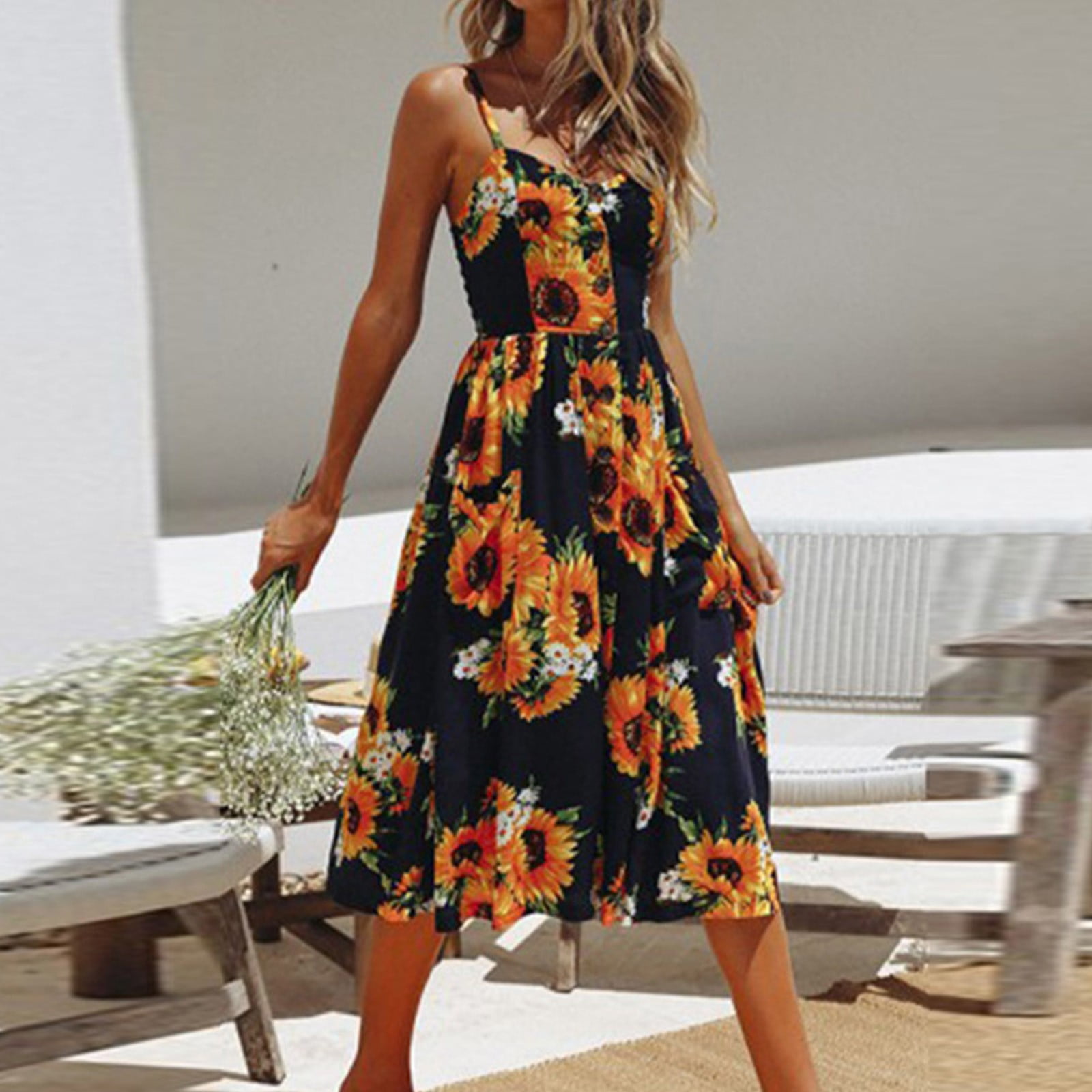 IDALL Summer Dresses,Sundresses for Women Boho Sundress Casual Round ...