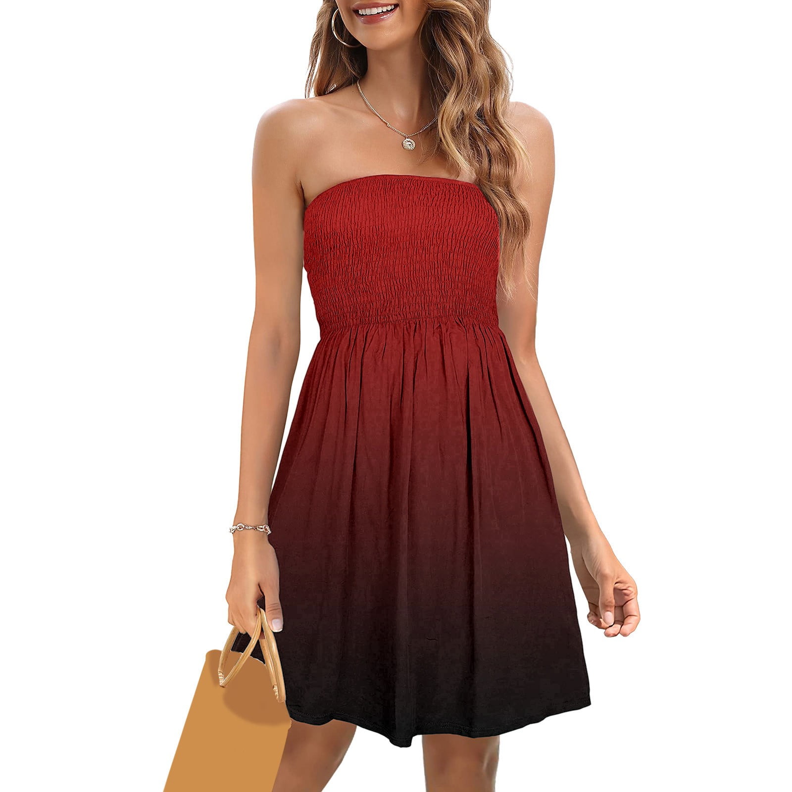 Idall Summer Dressessundresses For Women Casual Summer Dress For Women Beach Boho Strapless