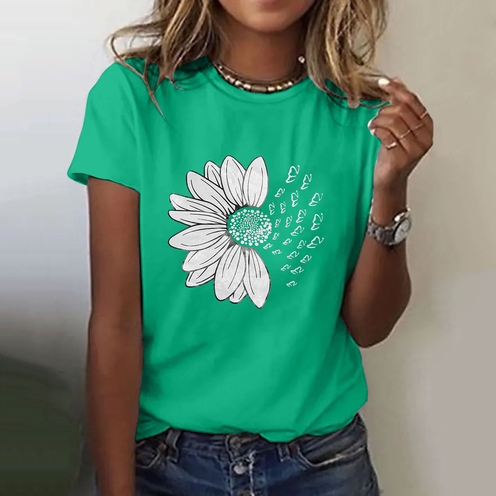 IDALL Summer Tops Women's Tops Casual Women Tops Sunflower Summer T ...