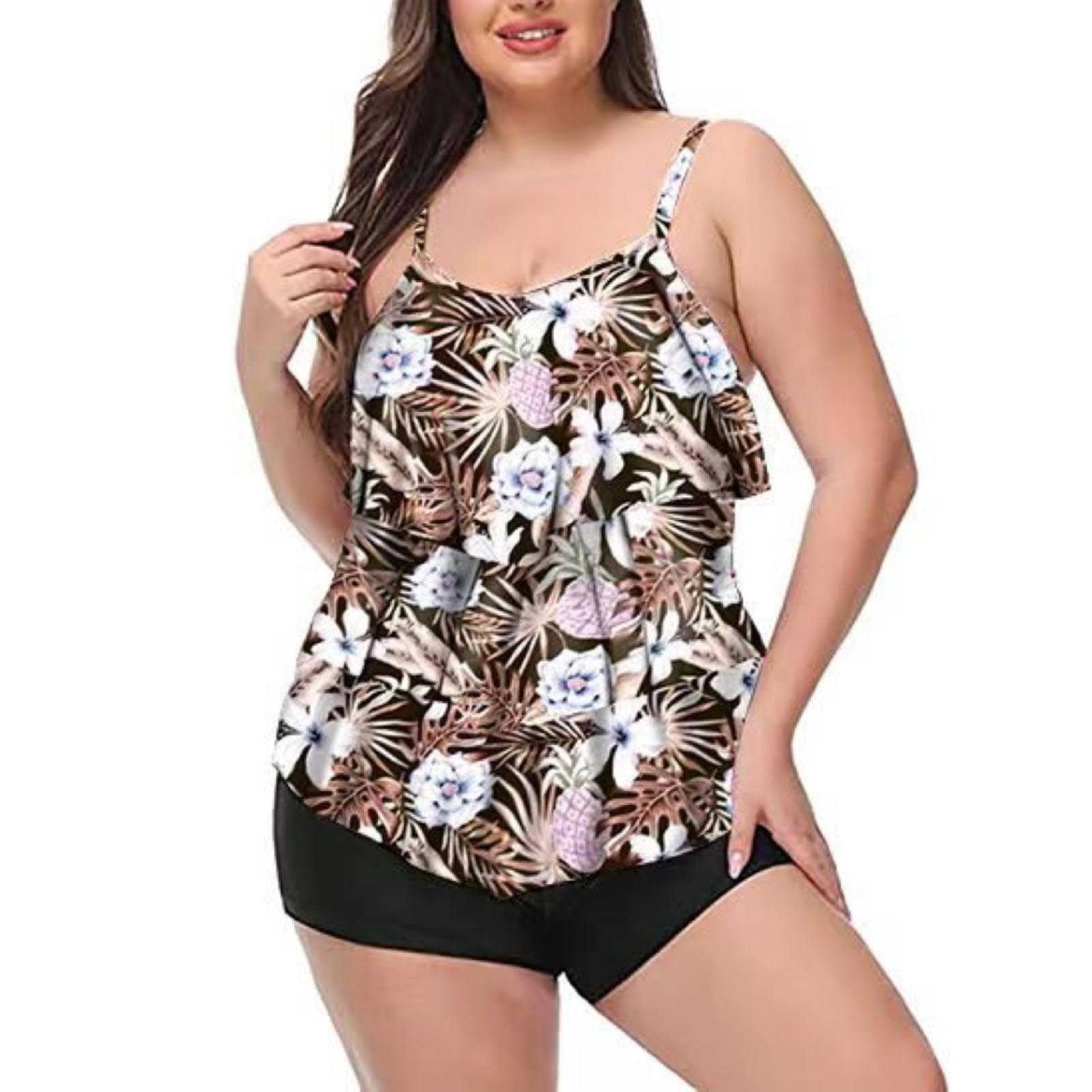 Idall Tankini Swimsuits Bathing Suit Flesh Covering Skirt Split