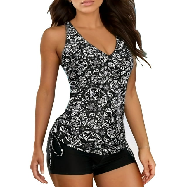 Idall Tankini Swimsuits Bathing Suit Split Conservative Swimsuit Floral