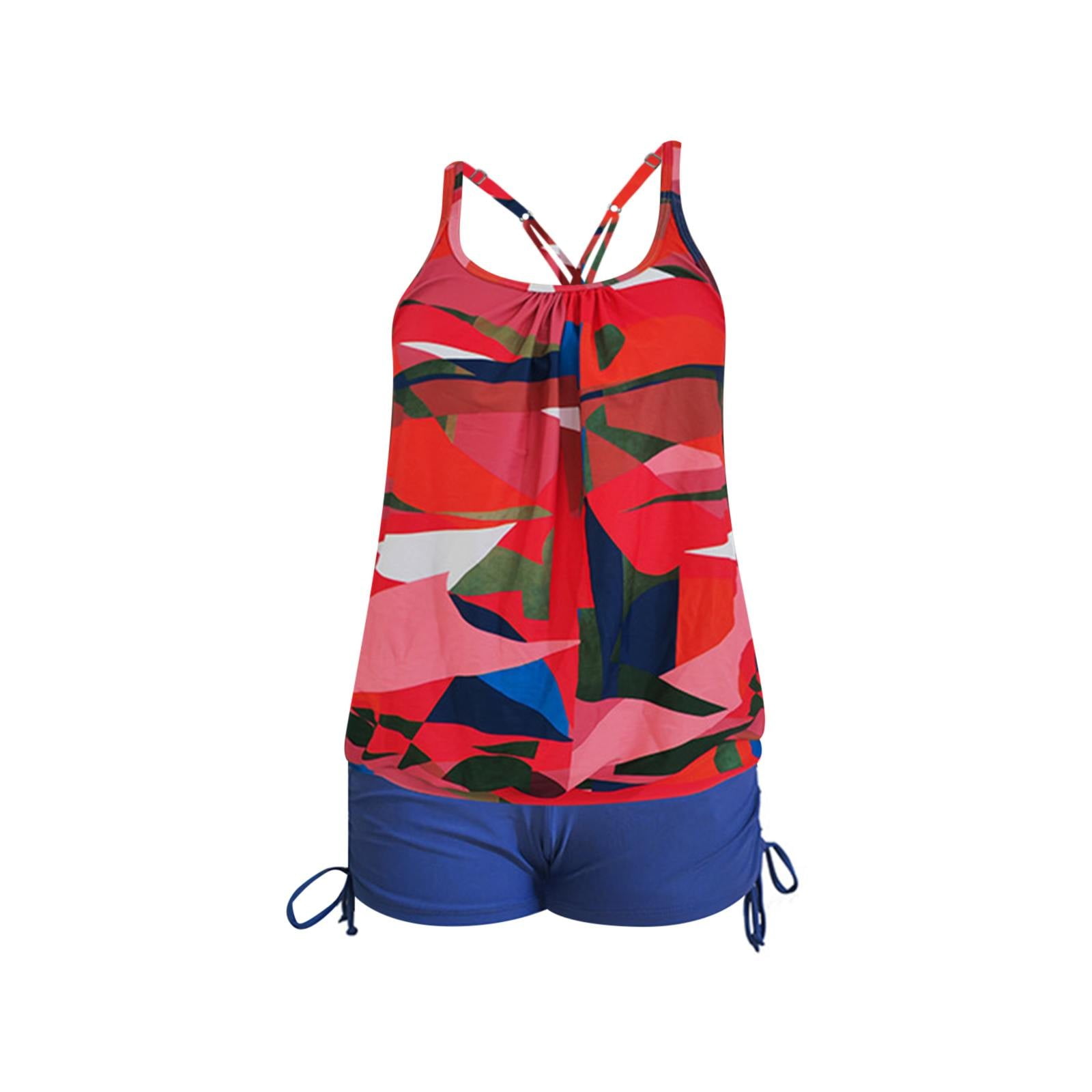Idall Tankini Swimsuitsbathing Suit Swimsuit Conservative Printed Two Piece Split Flat Angle