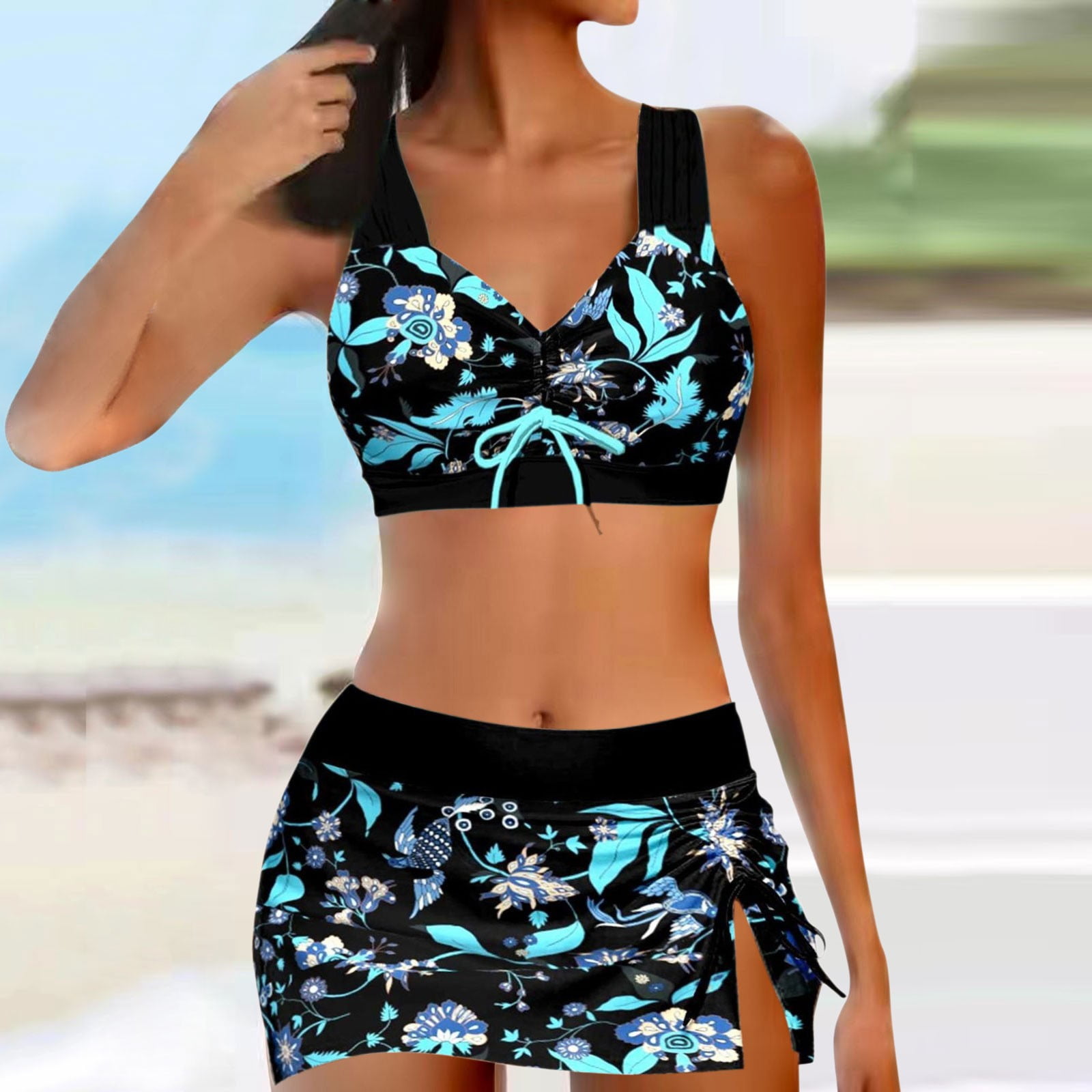 Idall Tankini Swimsuits Bathing Suit Womens Floral Printed Sexy