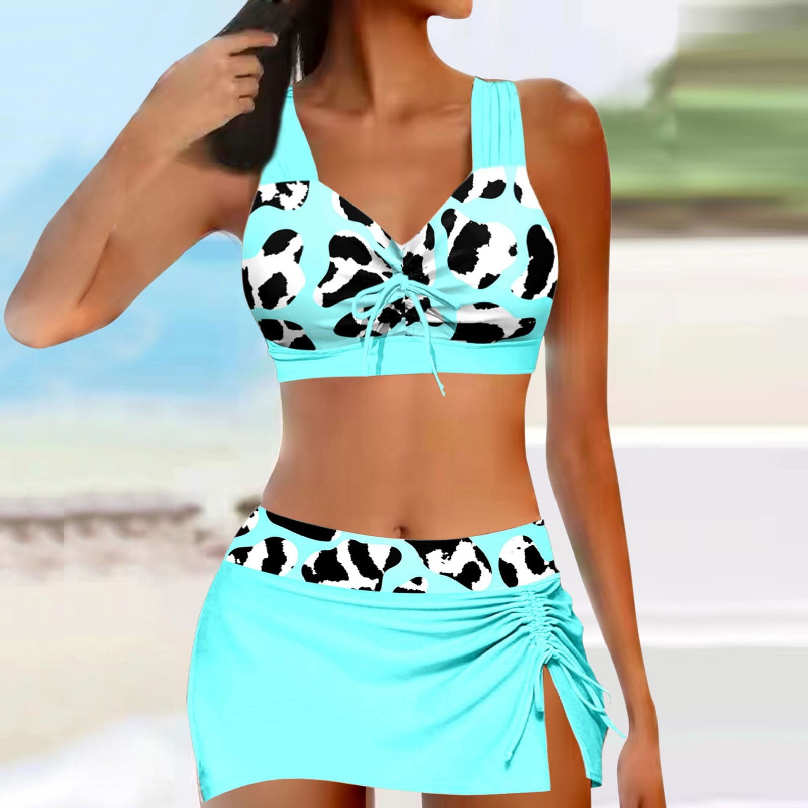 Idall Tankini Swimsuits Bathing Suit Womens Milk Printed Sexy Backless
