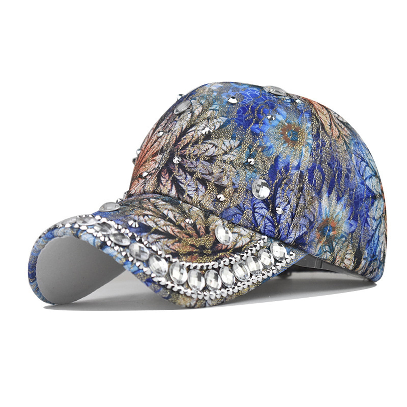 IDALL Trucker Hat,Baseball Cap Female Summer Flash Drill Floral Print ...