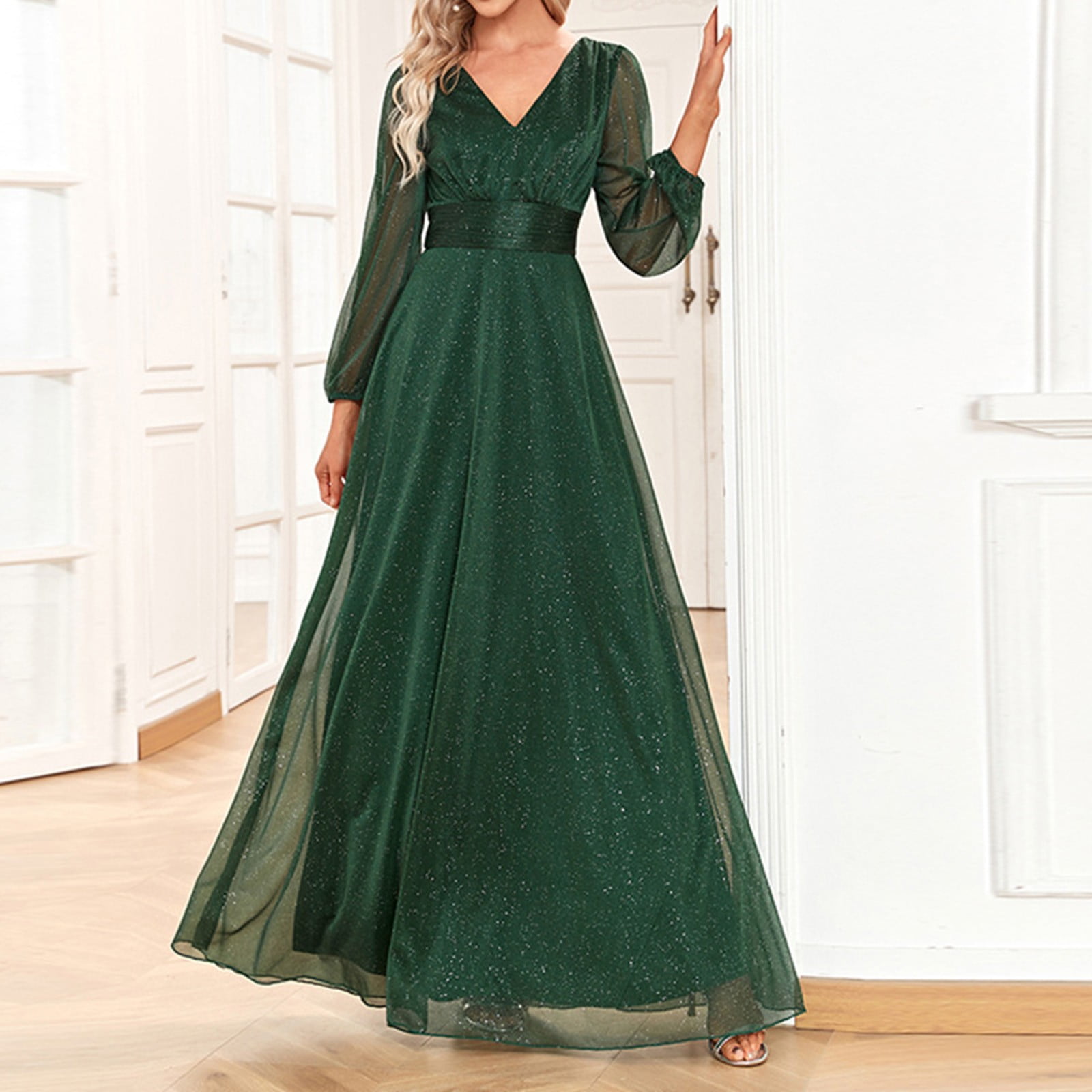 Idall Wedding Guest Dresses Prom Dresses Sexy Sequin Dress Wrap V Neck