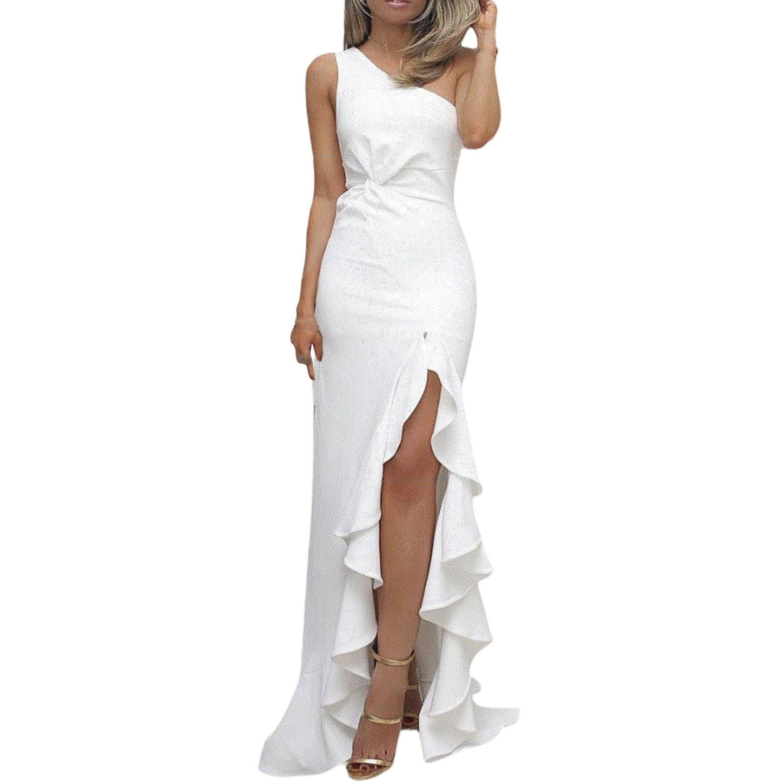 IDALL Wedding Guest Dresses,Prom Dresses Women's Formal Long Ruffled ...