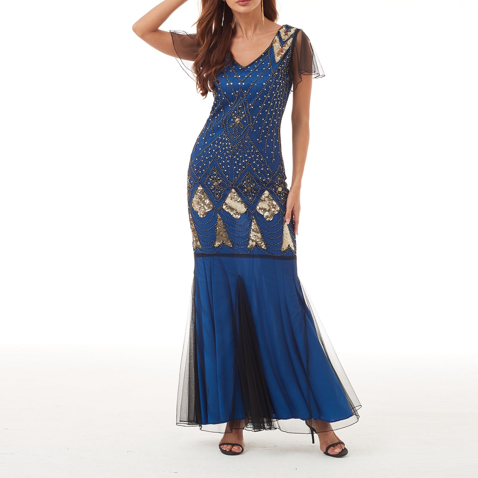 IDALL Wedding Guest Dresses,Prom Dresses Women's Vintage Sequin Gown ...