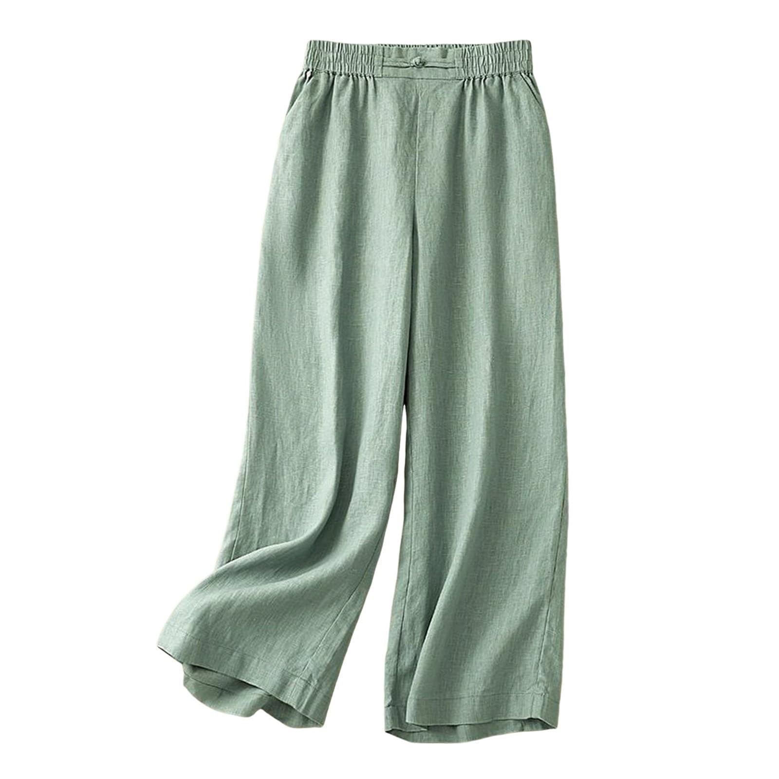 IDALL Wide Leg Pants Woman Linen Pants Women Womens Pants Plus Size ...