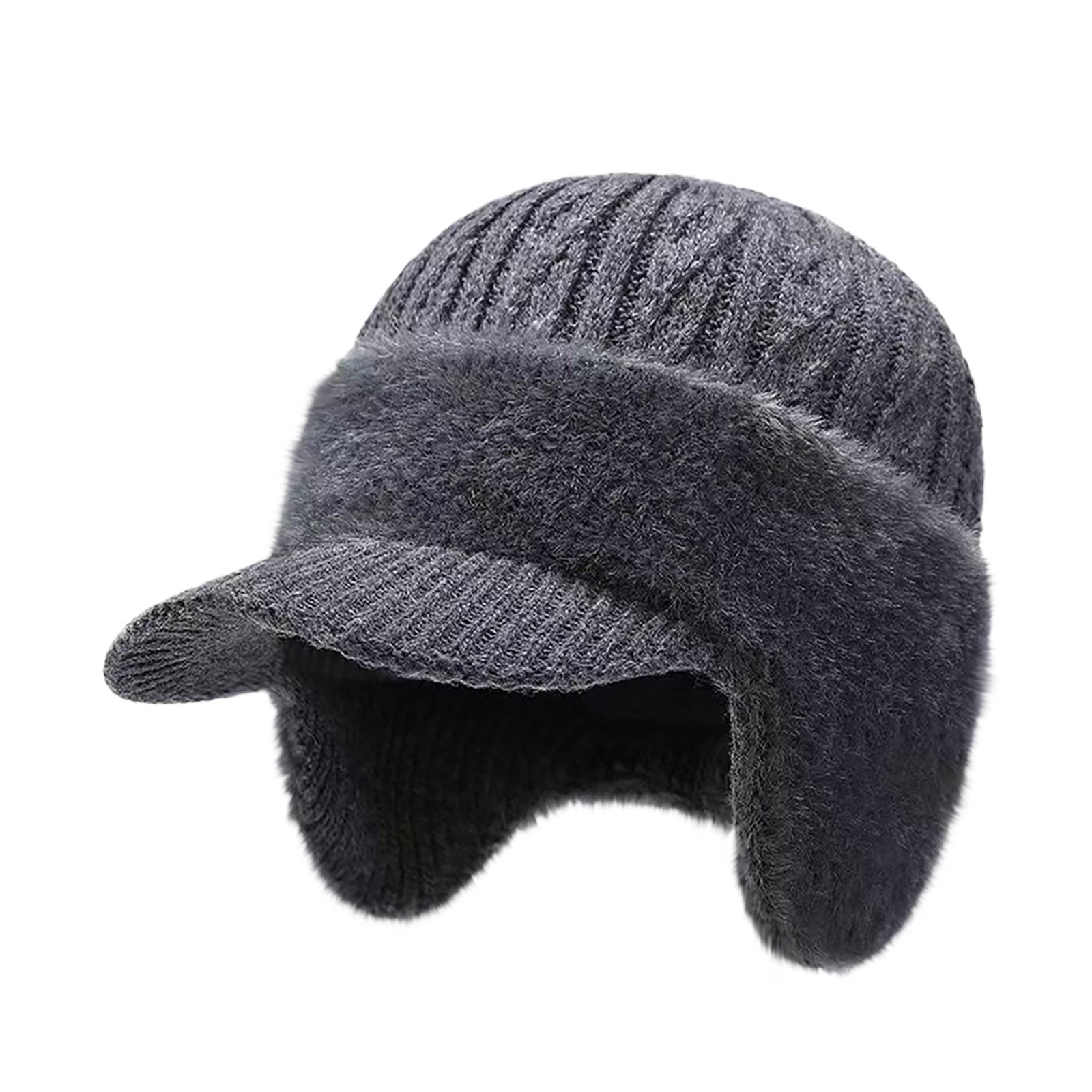 IDALL Winter Beanie with Brim and Ear Flaps, Outdoor Warm Fleece Lined ...
