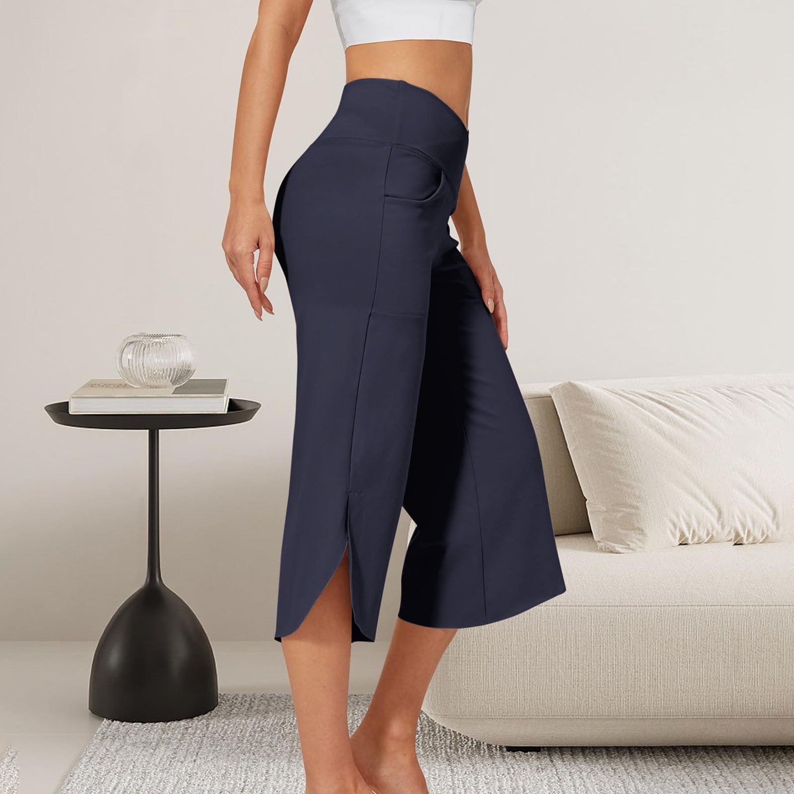 IDALL Womens Shorts Workout Shorts Yoga Capris With Pockets For Women ...