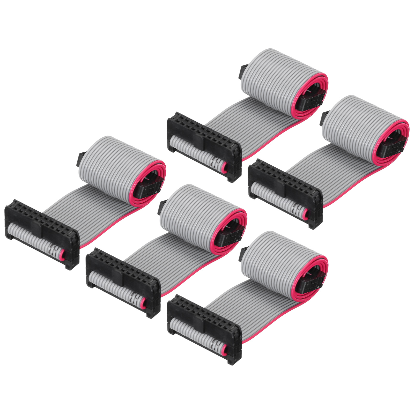 IDC 20Pin Flat Ribbon Cable, 2.0mm Pitch FC to FC Connector 20cm Length Grey Jumper Wire ...