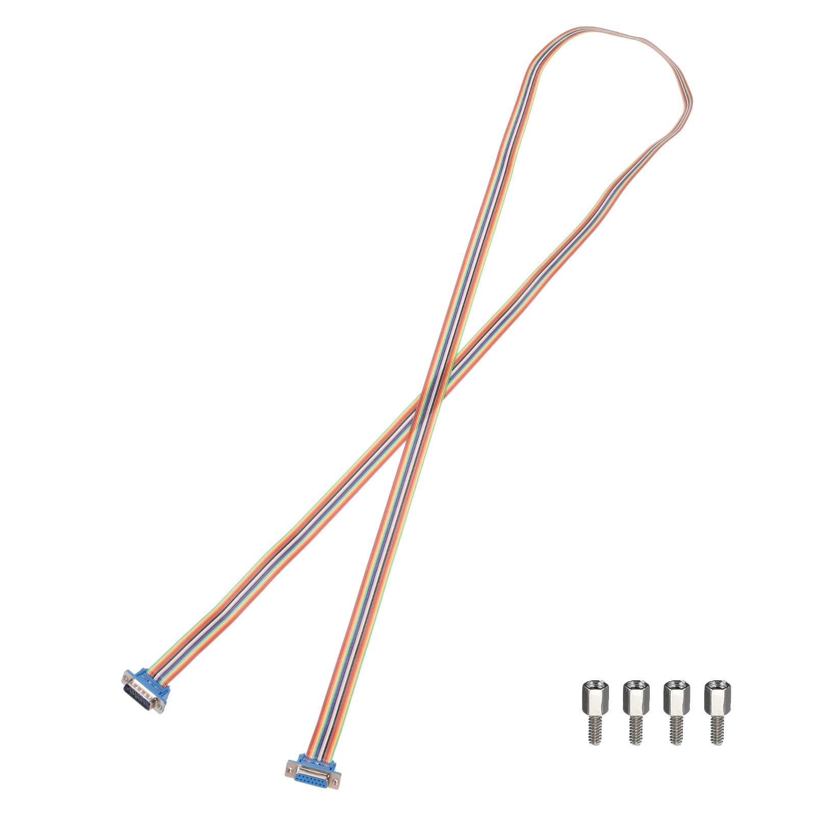 IDC Rainbow Wire Flat Ribbon Cable DB15 Male to DB15 Female 59 Inch ...