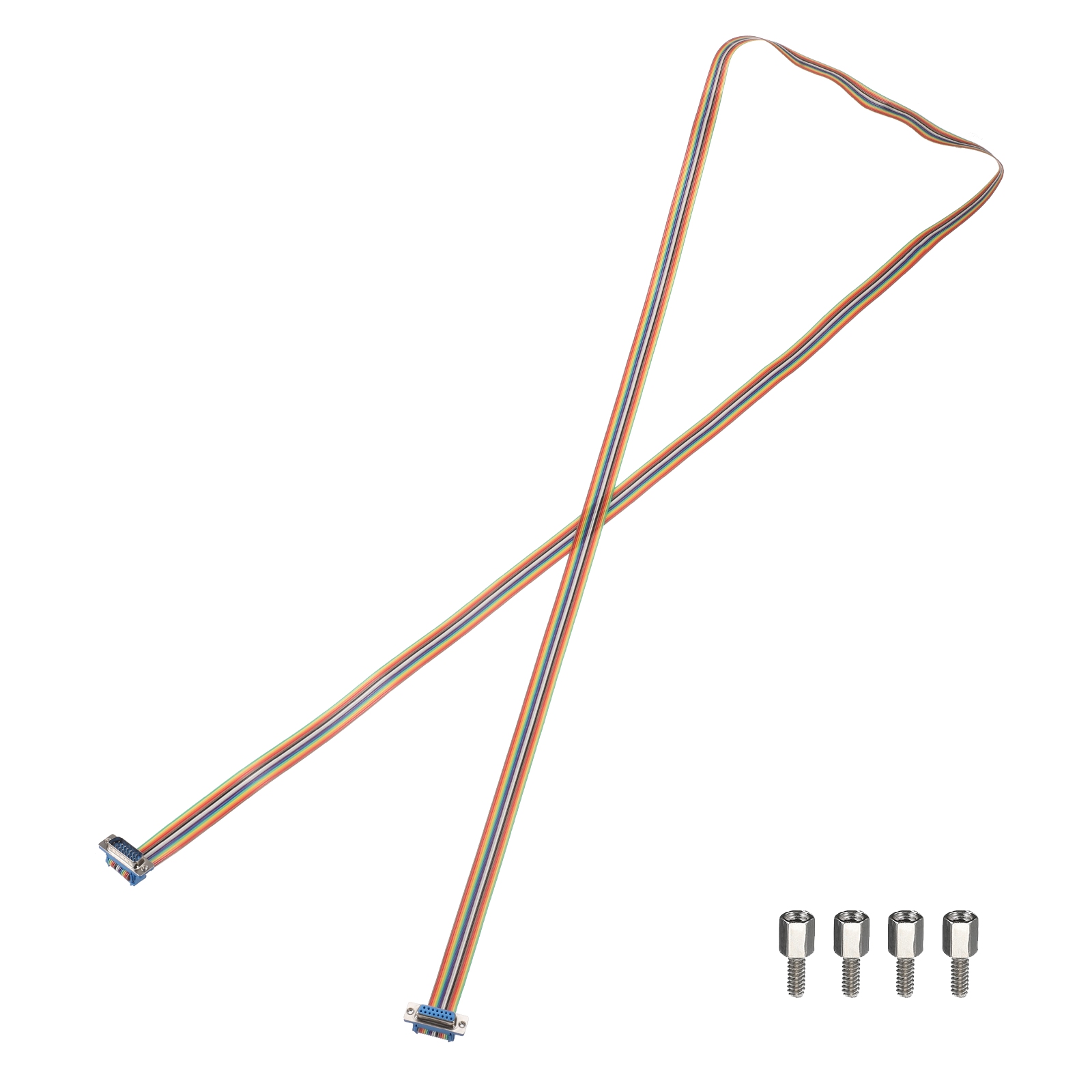 IDC Rainbow Wire Flat Ribbon Cable DB15 Male to DB15 Female 78.7 Inch ...