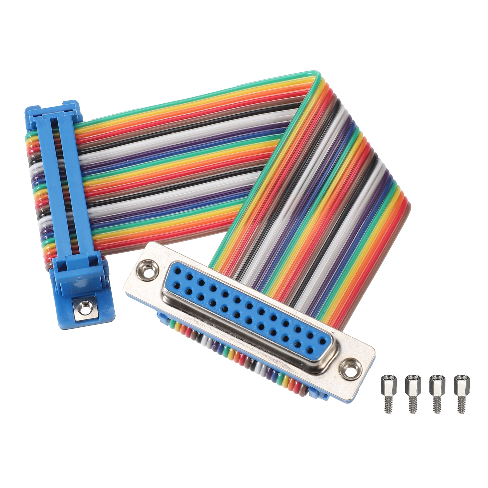 IDC Rainbow Wire Flat Ribbon Cable DB25 Female to DB25 Female 3.9 Inch Length 2.54mm Pitch ...