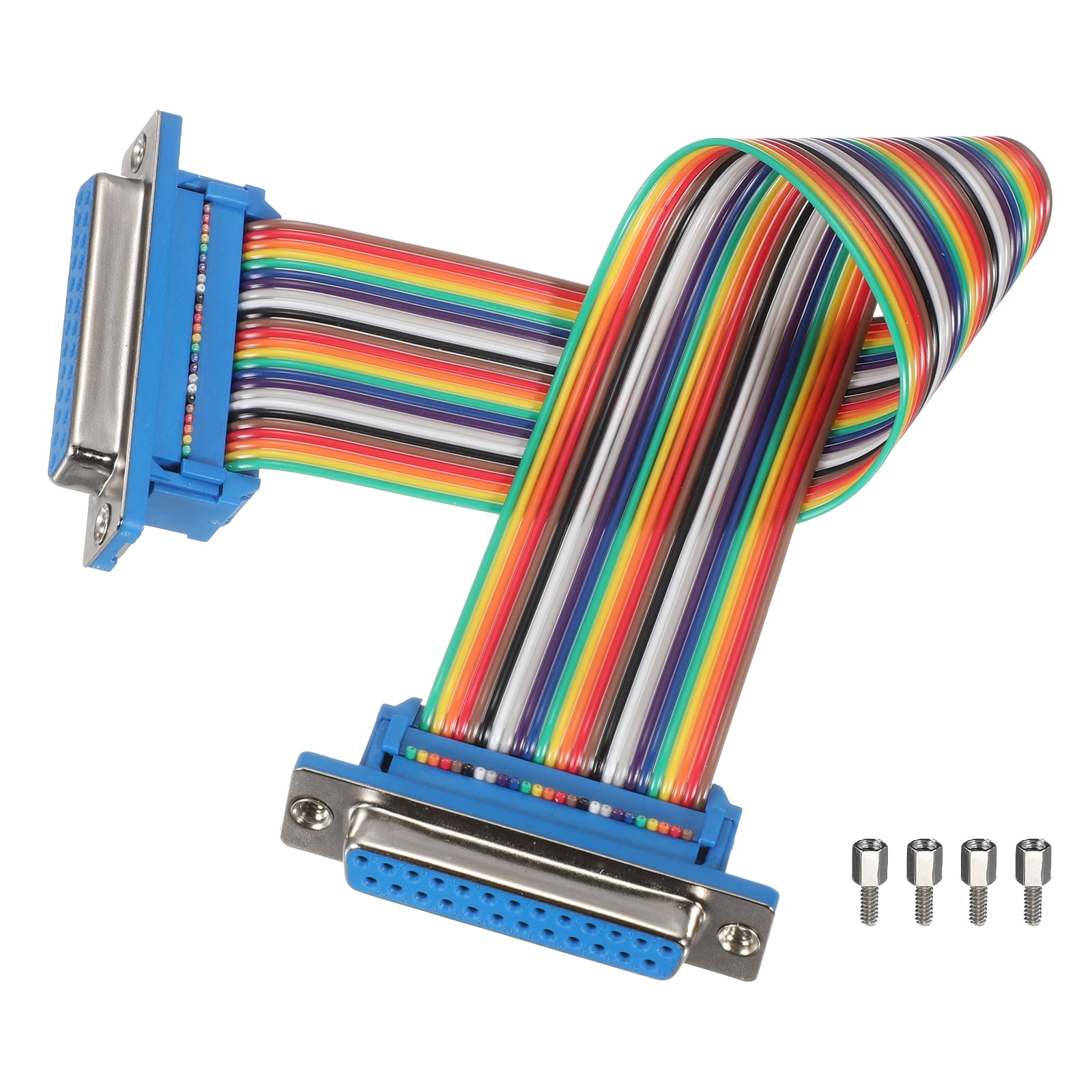 IDC Rainbow Wire Flat Ribbon Cable DB25 Female to DB25 Female 8 Inch Length 2.54mm Pitch ...