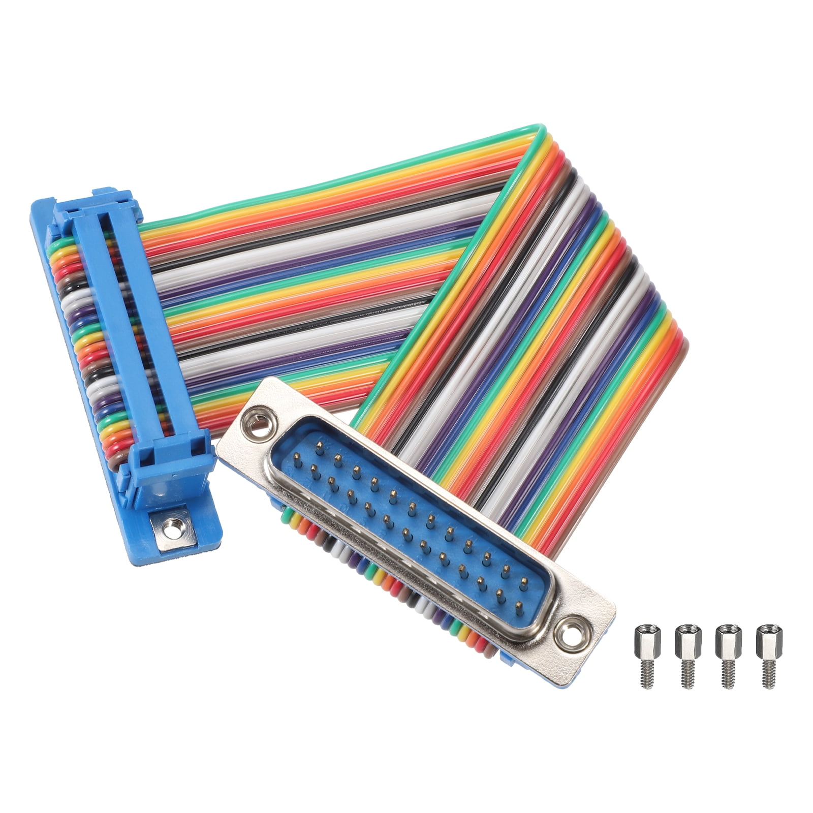 IDC Rainbow Wire Flat Ribbon Cable DB25 Male to DB25 Female 3.9 Inch ...