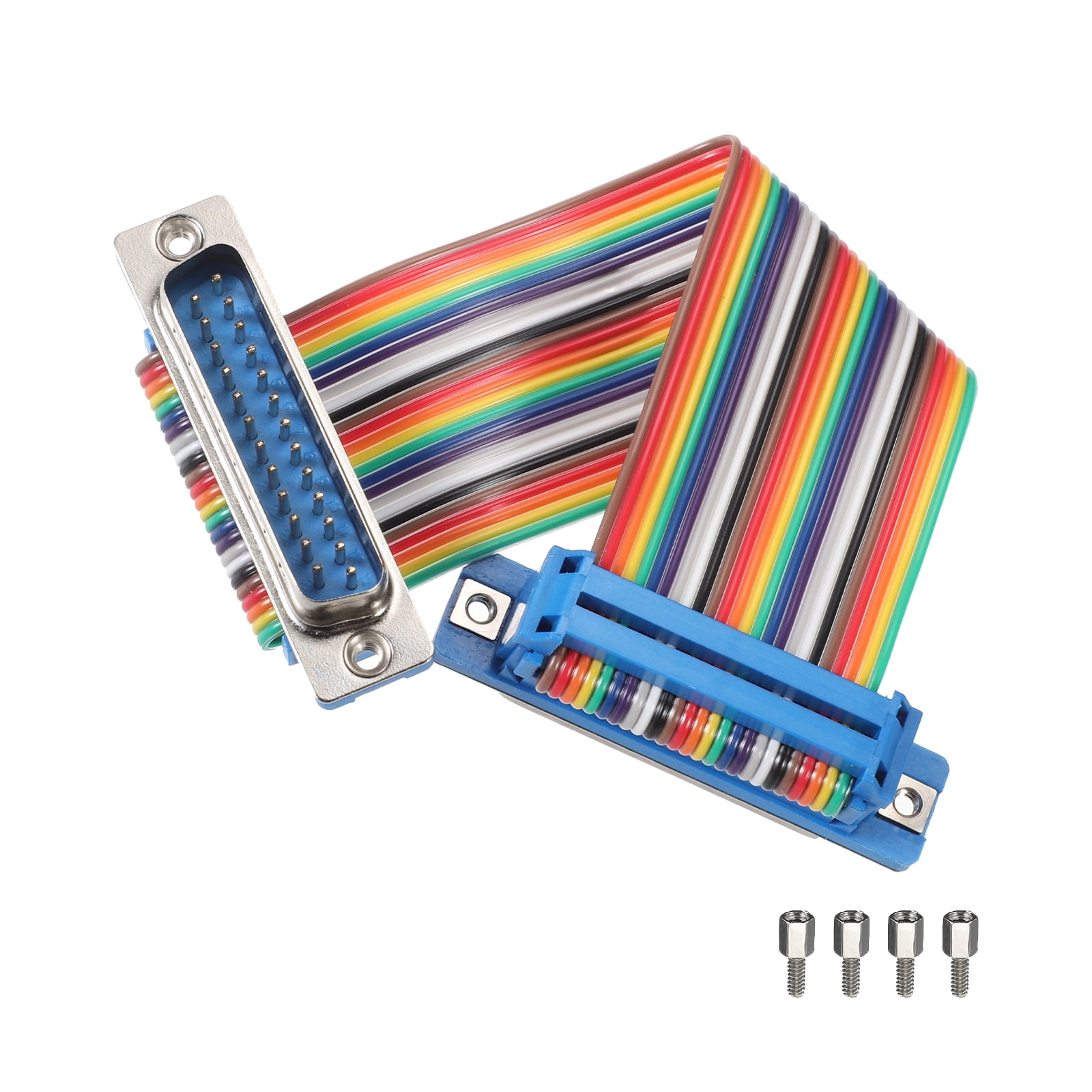 IDC Rainbow Wire Flat Ribbon Cable DB25 Male to DB25 Male 3.9 Inch Length 2.54mm Pitch ...