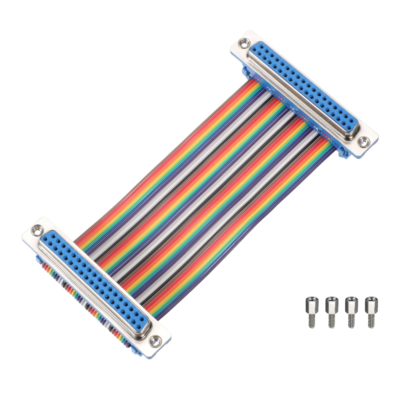 IDC Rainbow Wire Flat Ribbon Cable DB37 Female to DB37 Female 3.9 Inch Length 2.54mm Pitch ...