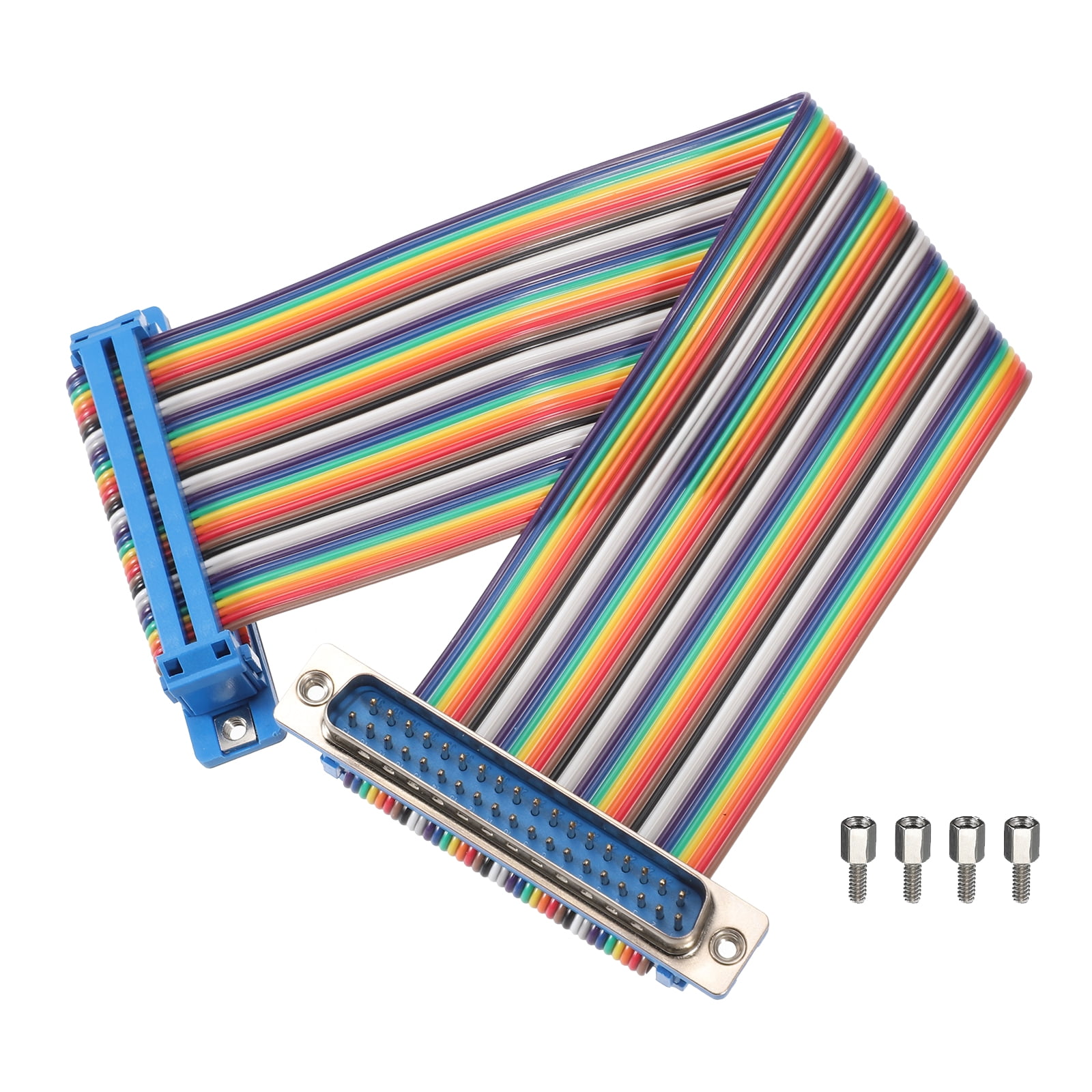 IDC Rainbow Wire Flat Ribbon Cable DB37 Male to DB37 Female 8 Inch ...