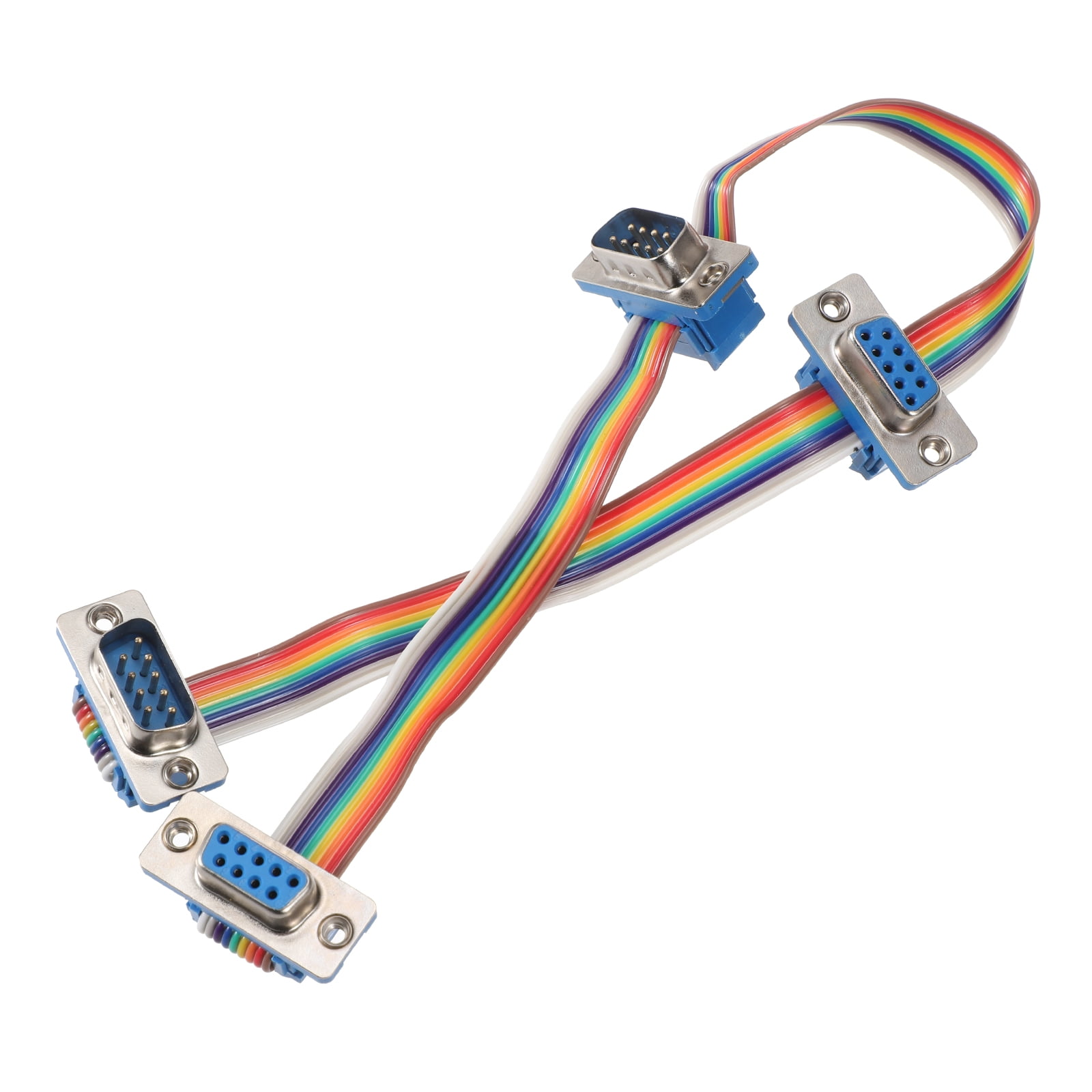 IDC Rainbow Wire Flat Ribbon Cable DB9 13.4 Inch Length 2.54mm Pitch ...