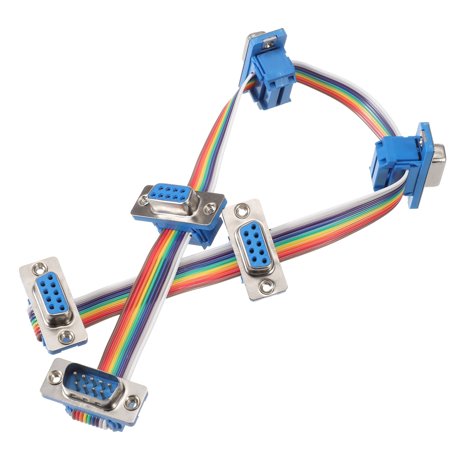 IDC Rainbow Wire Flat Ribbon Cable DB9 13.8 Inch Length 2.54mm Pitch ...