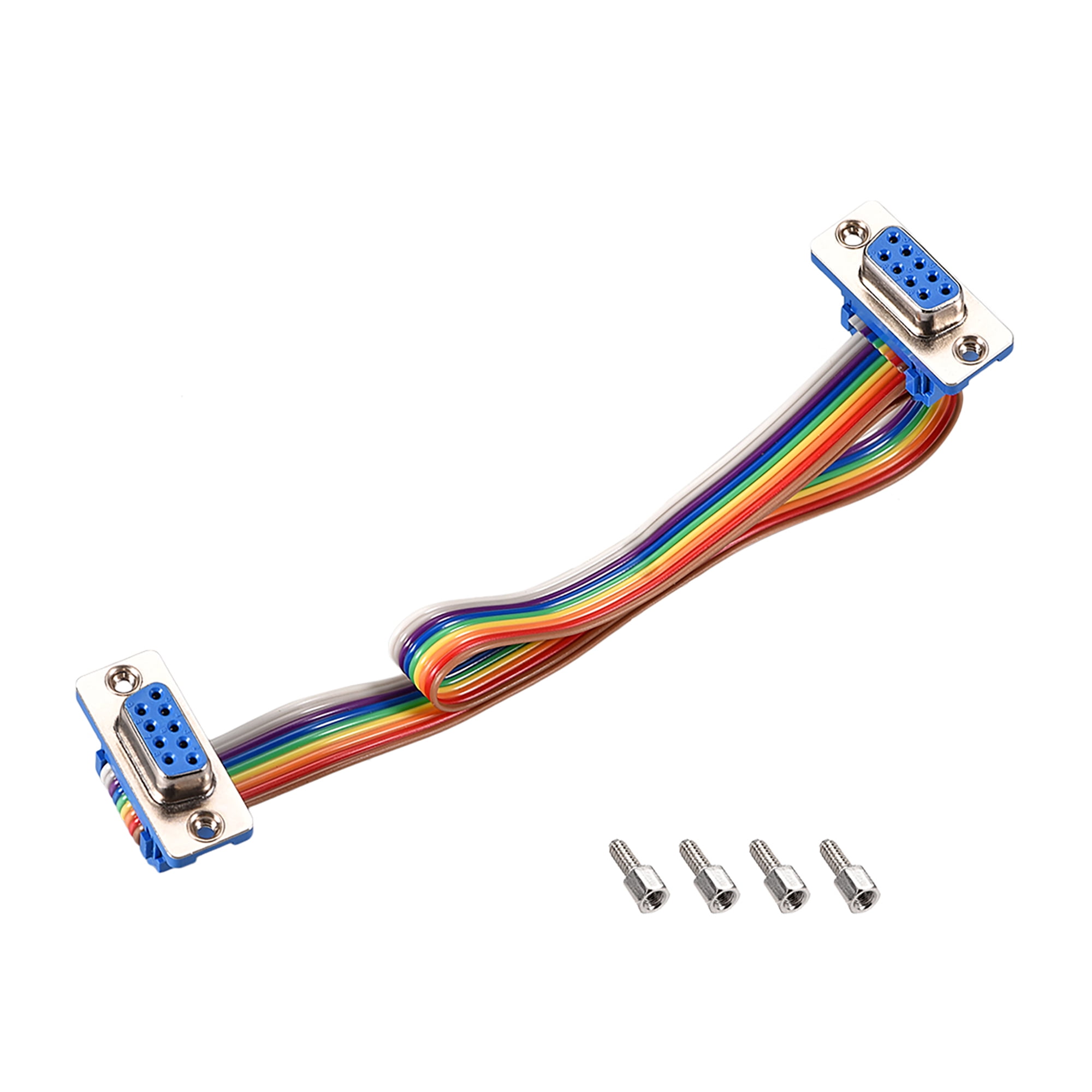 IDC Rainbow Wire Flat Ribbon Cable DB9 Female to DB9 Female Connector 2 ...