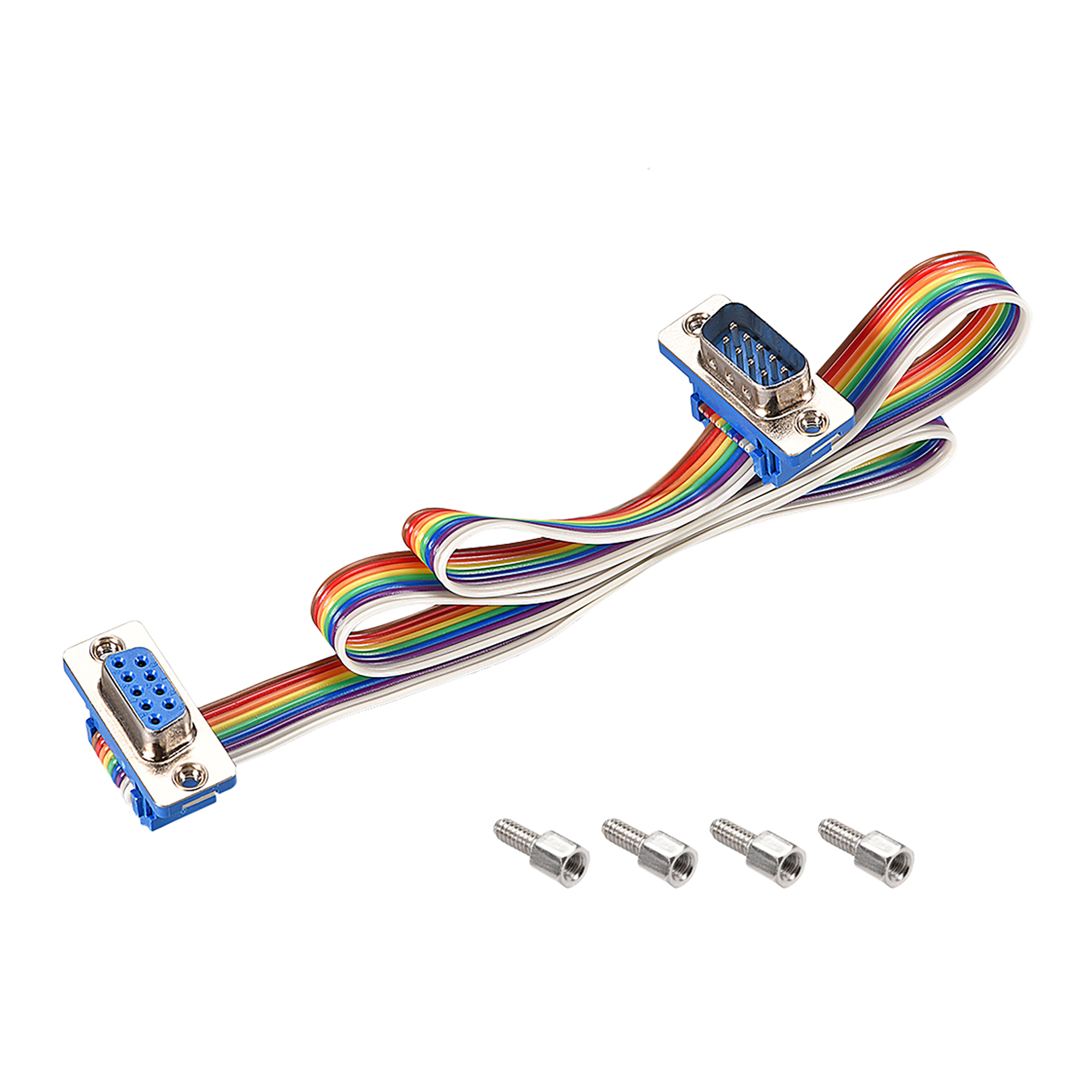 Uxcell DB9 Male to DB9 Female IDC Rainbow Wire Flat Cable Connector Ribbon Multicolor 1pcs ...
