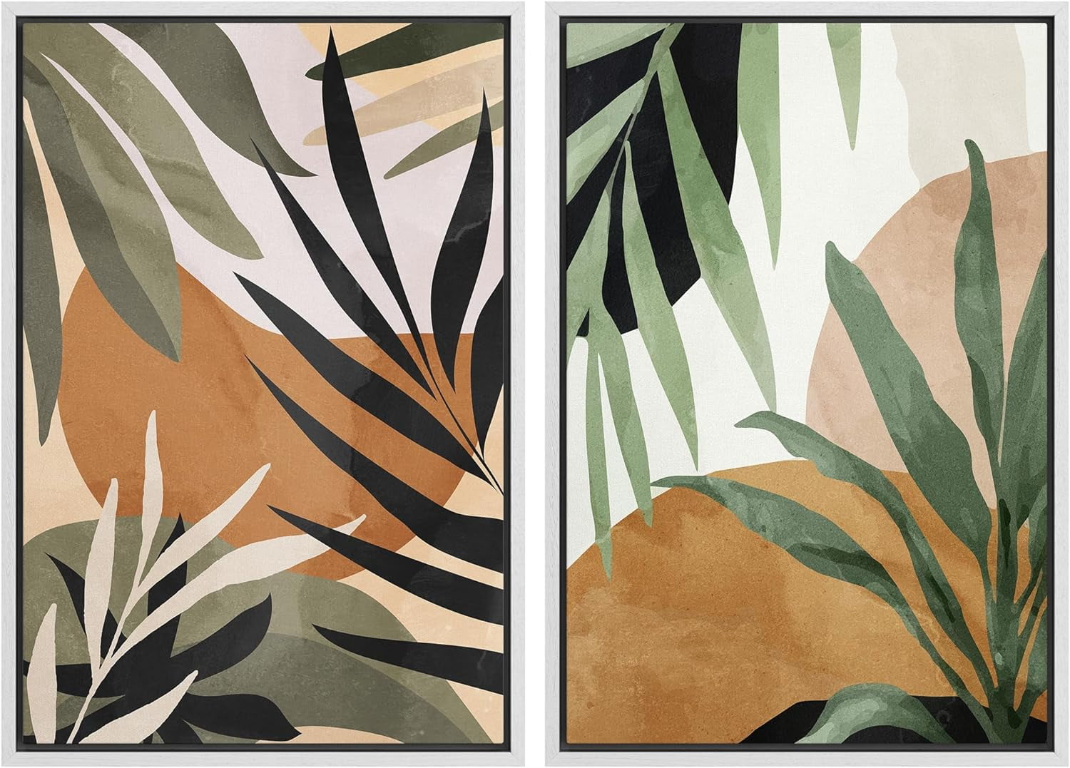 IDEA4WALL 2 Panels Framed Canvas Print Wall Art Set Tropical Island ...