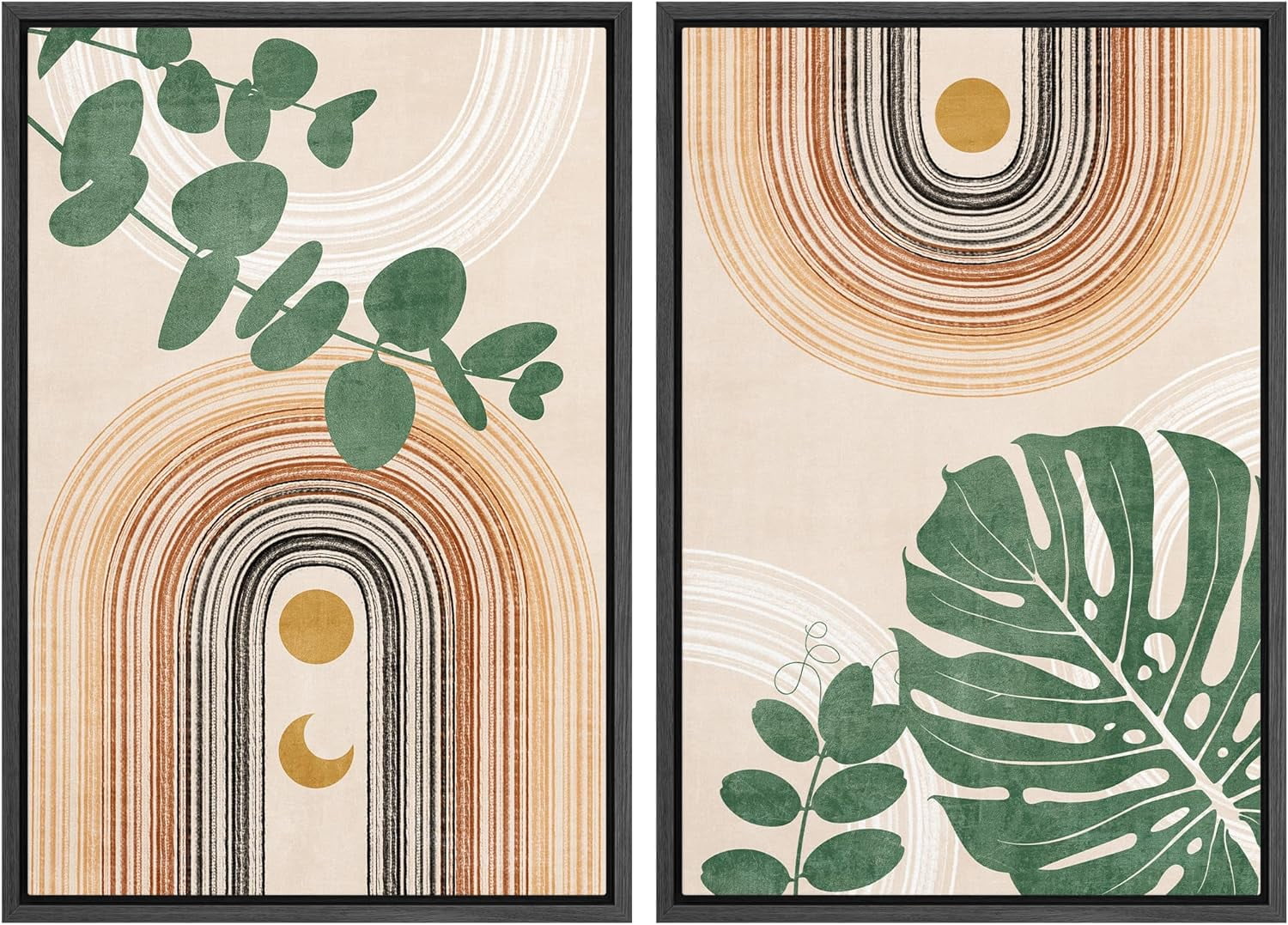 IDEA4WALL 2 Panels Framed Canvas Print Wall Art Set Tropical Jungle ...