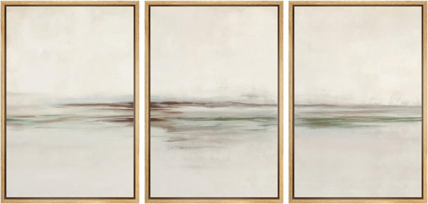 IDEA4WALL 3 Panels Framed Canvas Print Wall Art Set Gray Paint Stroke ...