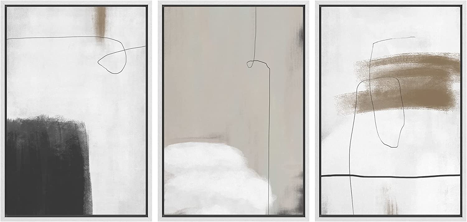 IDEA4WALL 3 Panels Framed Canvas Print Wall Art Set Grunge Dark ...