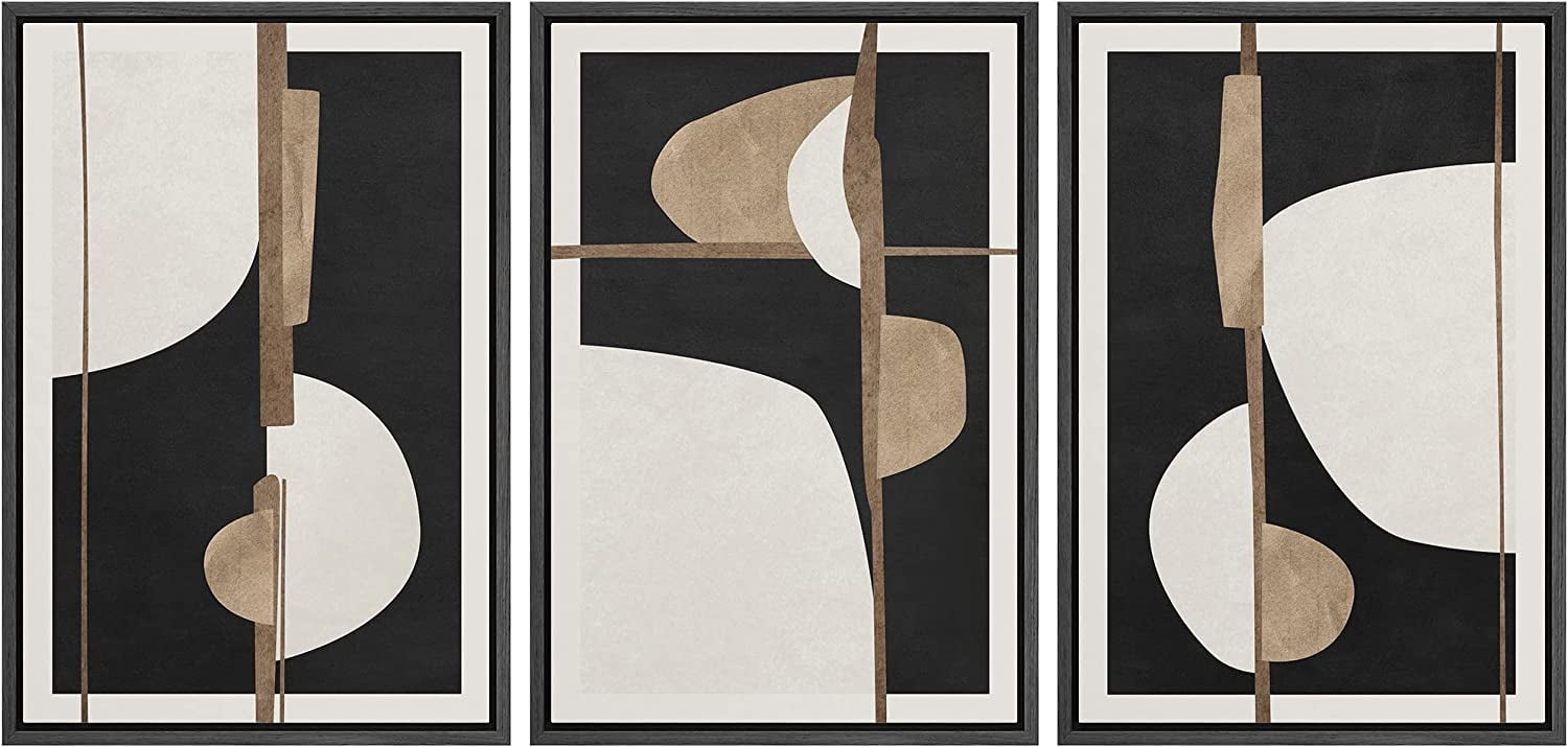 IDEA4WALL 3 Panels Framed Canvas Print Wall Art Set Mid-Century ...