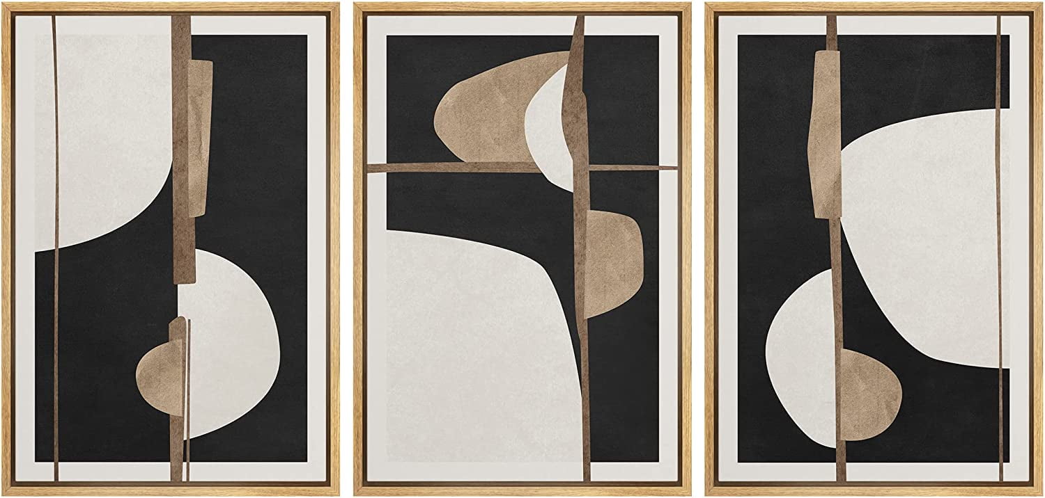 IDEA4WALL 3 Panels Framed Canvas Print Wall Art Set Mid-Century ...