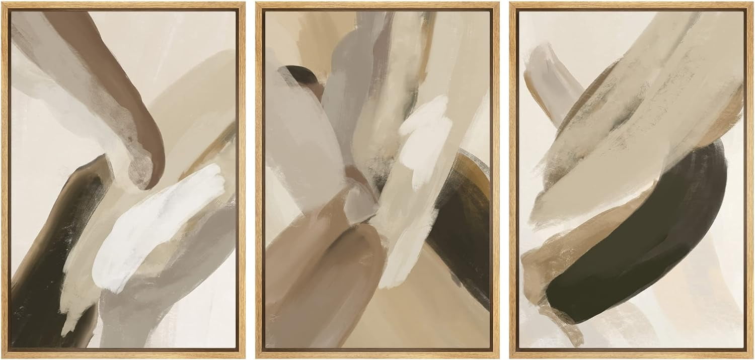 IDEA4WALL 3 Panels Framed Canvas Print Wall Art Set Multicolor Tan ...