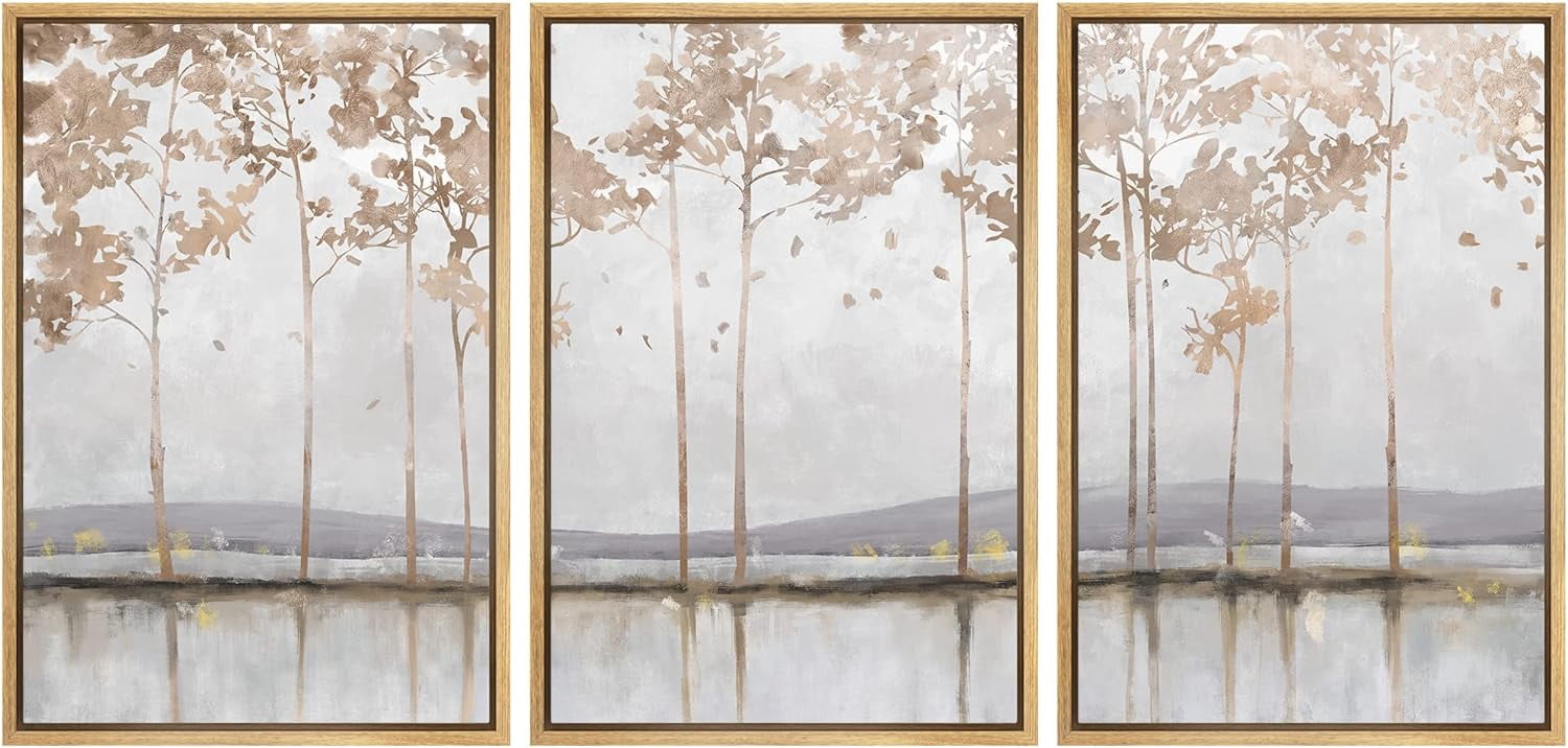 IDEA4WALL 3 Panels Framed Canvas Print Wall Art Set Pastel Mountain ...