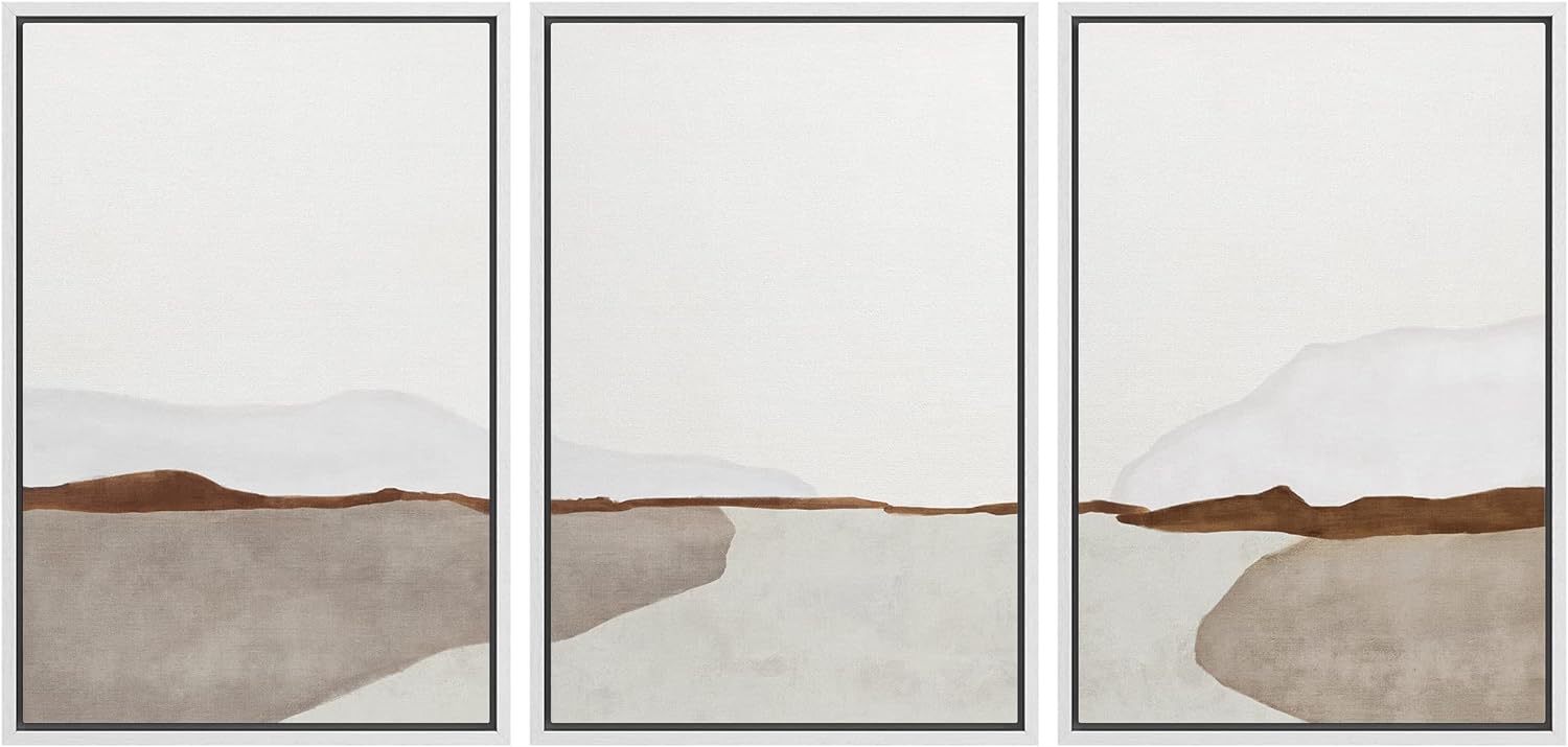 IDEA4WALL 3 Panels Framed Canvas Print Wall Art Set Pastel Mountain ...