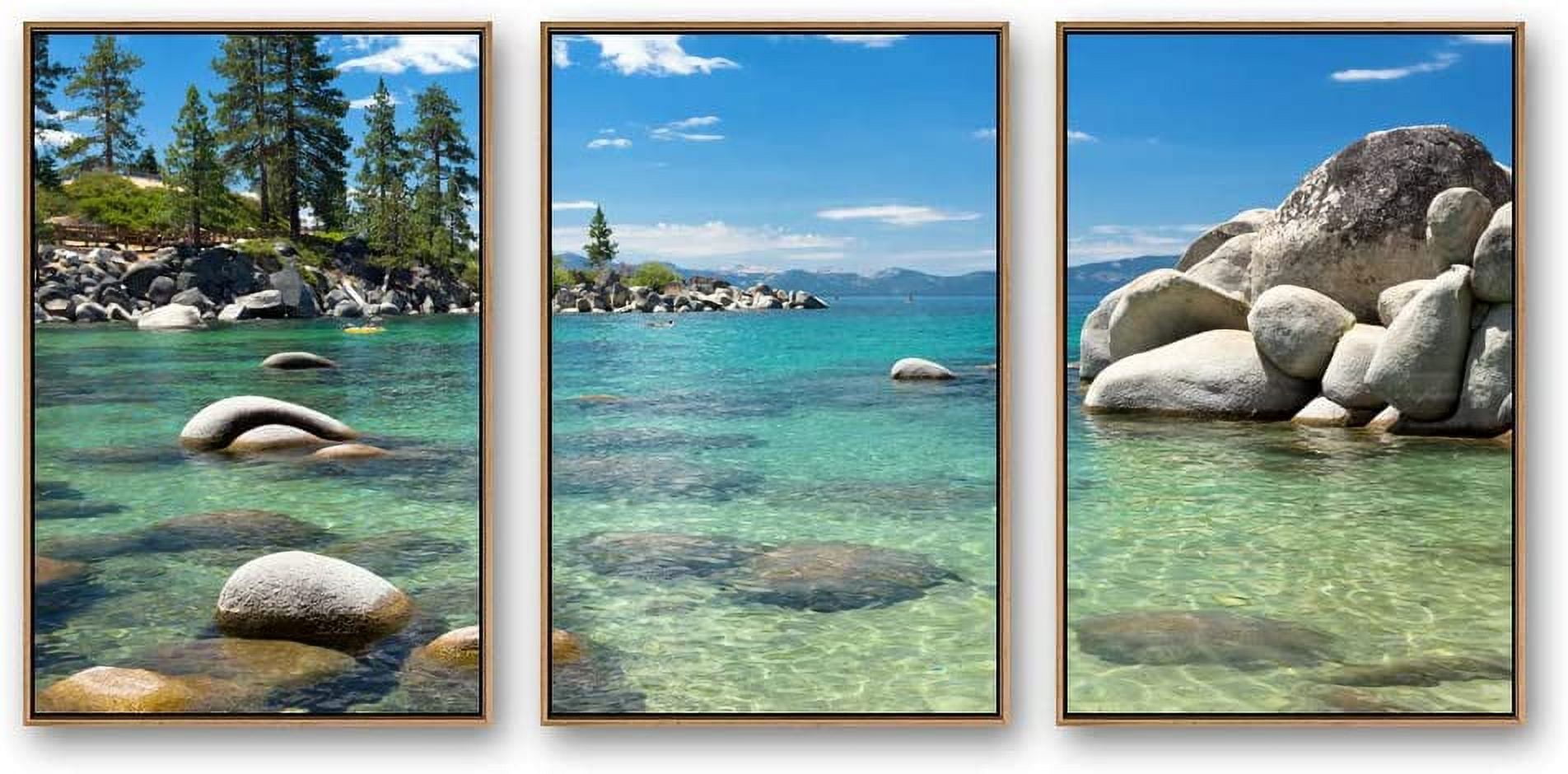 IDEA4WALL 3 Piece Framed Canvas Wall Art for Living Room, Bedroom Lake ...