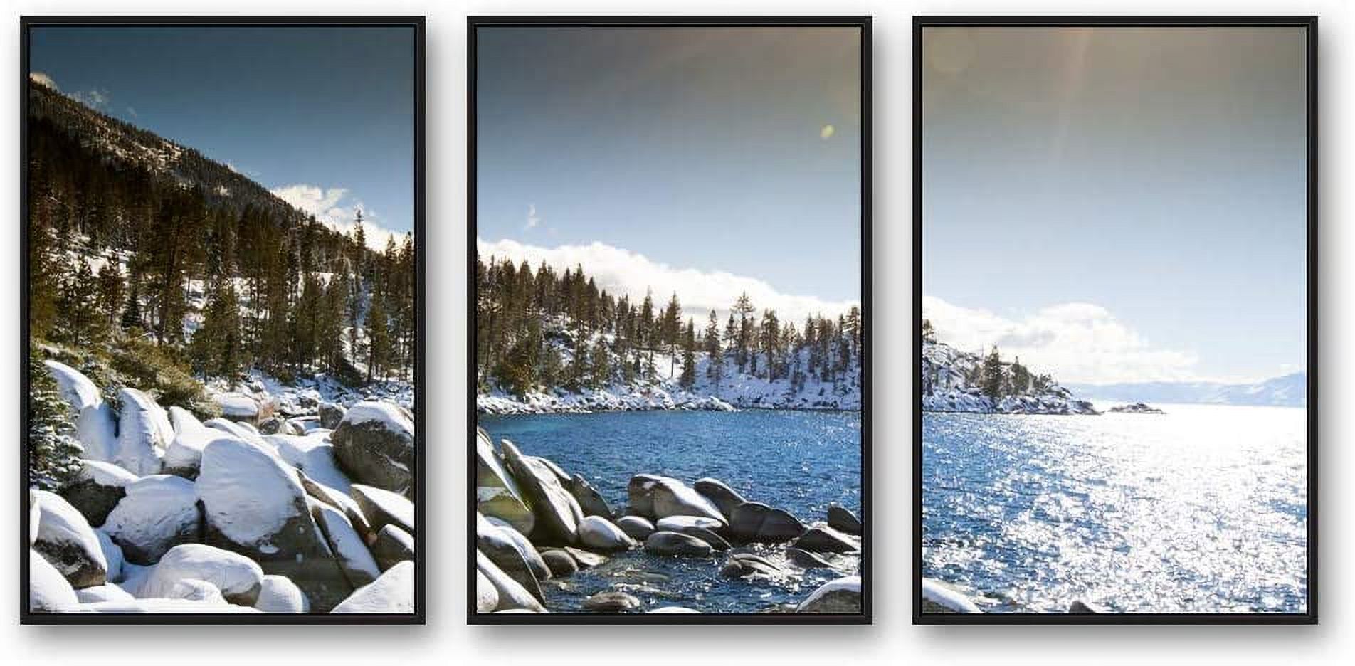 IDEA4WALL 3 Piece Framed Canvas Wall Art for Living Room, Bedroom Lake ...