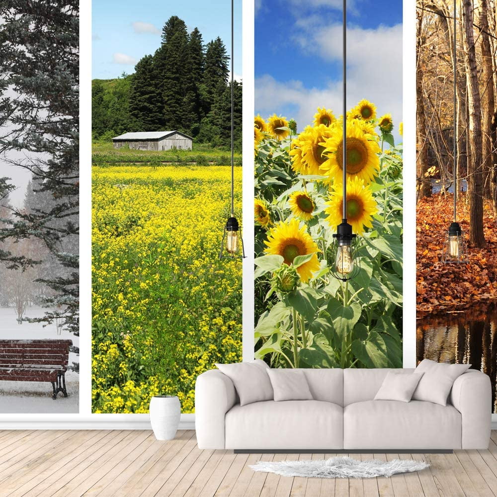 IDEA4WALL 4pcs Floral Peel and Stick Wallpaper Removable Wall Murals ...