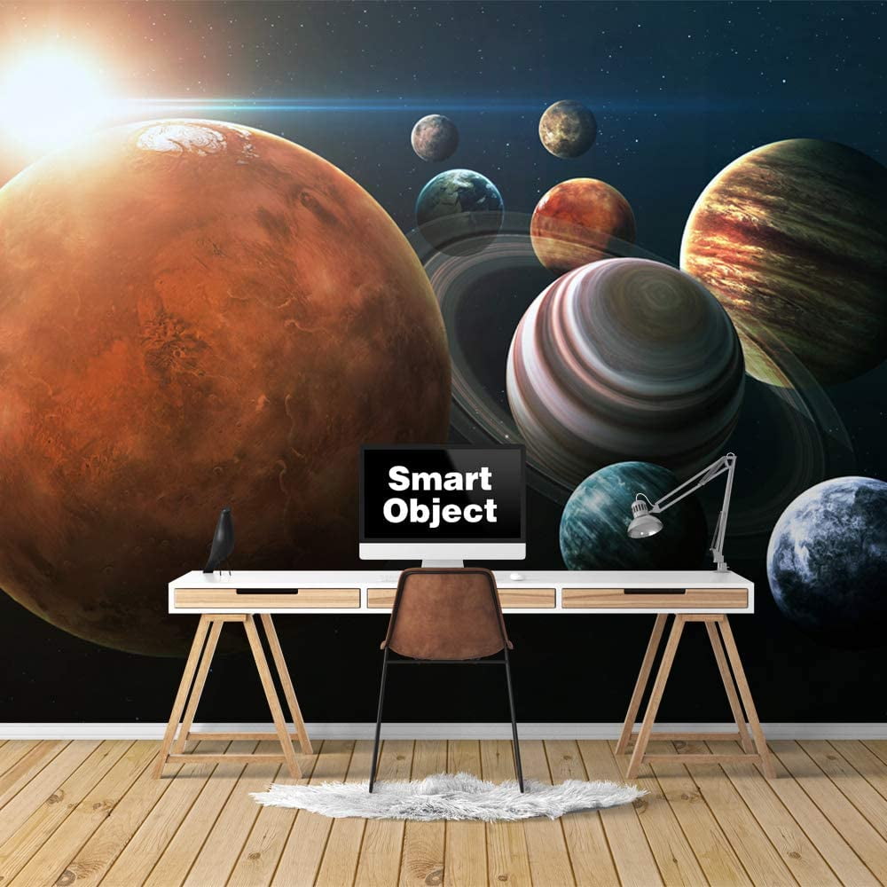 IDEA4WALL 4pcs Planets of Solar System Peel and Stick Wallpaper ...