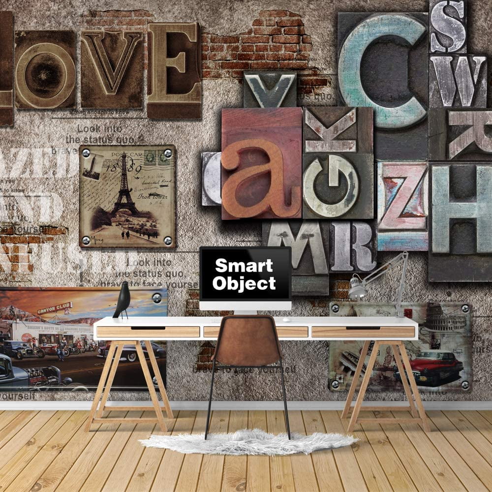IDEA4WALL 4pcs Retro Style Peel and Stick Wallpaper Removable Wall ...