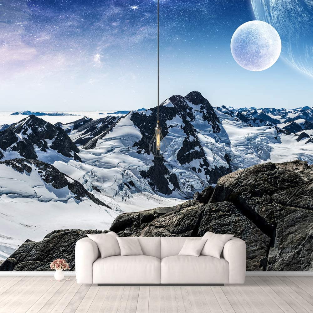 IDEA4WALL 4pcs Snow Mountain Peel and Stick Wallpaper Removable Wall ...