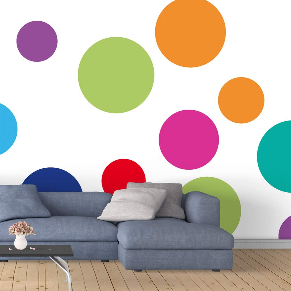 IDEA4WALL 6pcs Colorful Dots Peel and Stick Wallpaper Removable Wall ...