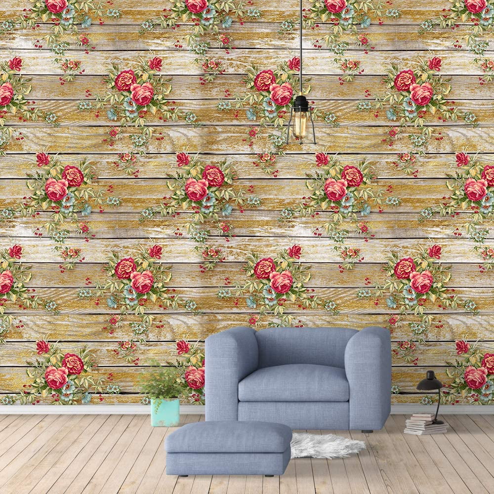 IDEA4WALL 6pcs Flowers Peel and Stick Wallpaper Removable Wall Murals ...